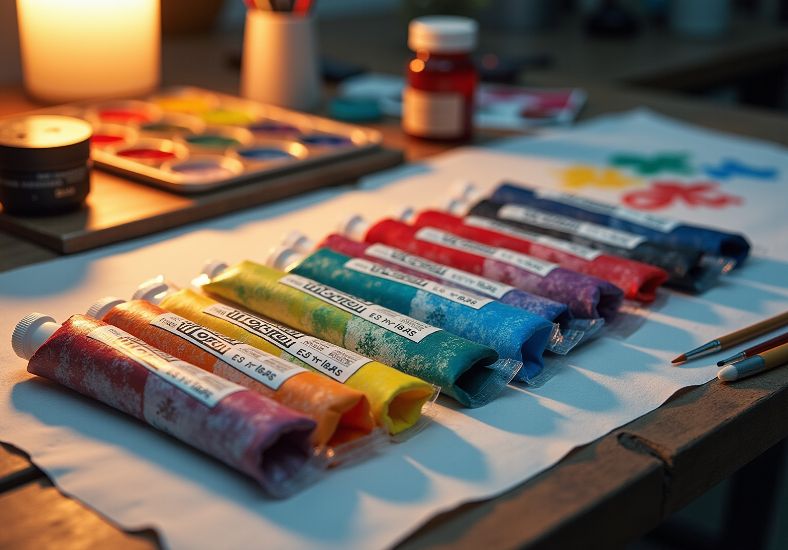 Inspiring Artistic Workspace with Van Gogh Watercolors Inspiring Artistic Workspace with Van Gogh Watercolors