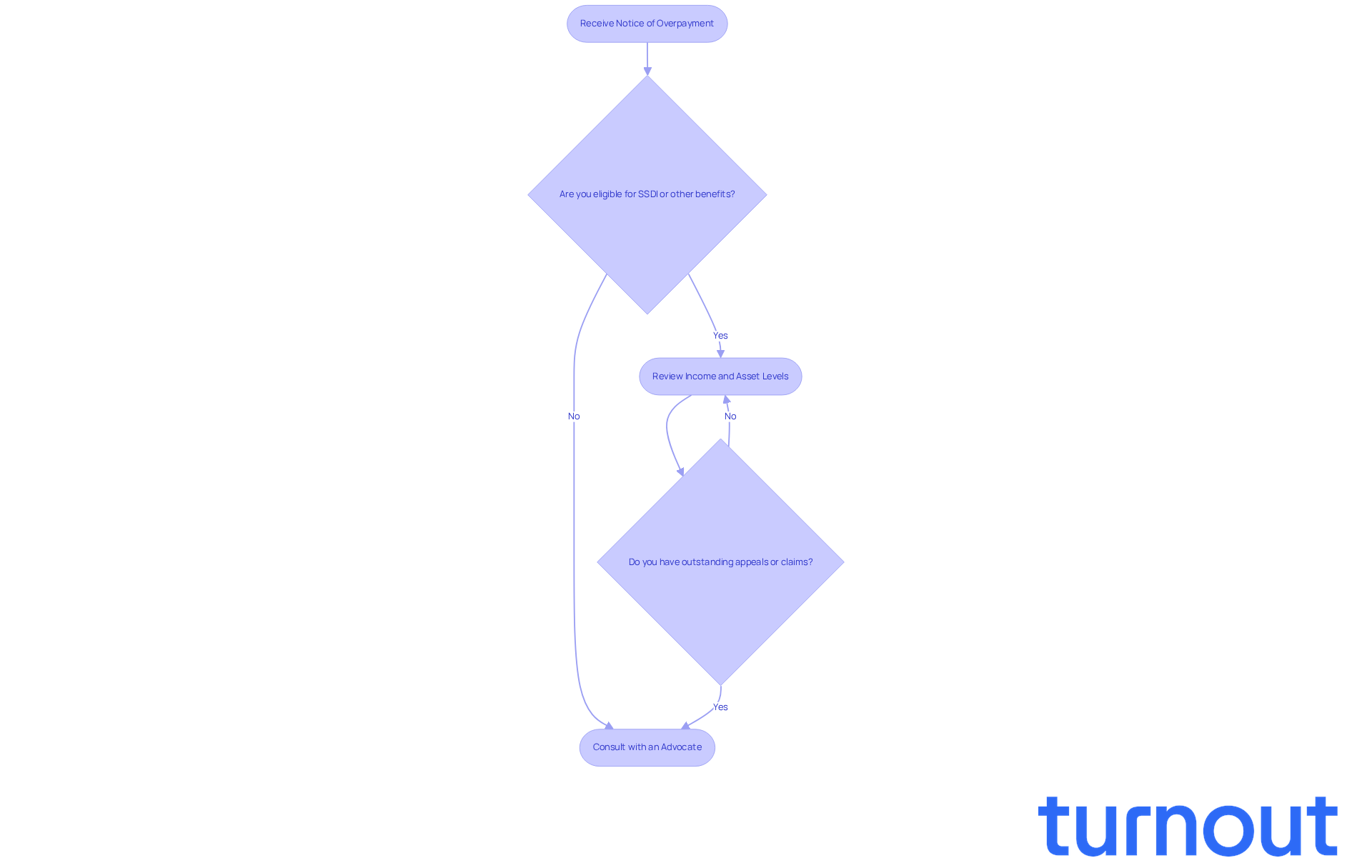 Follow the flow from one step to the next. Each box represents an action or decision you need to make to verify your eligibility for repayment. The arrows show the path you should take based on your situation.
