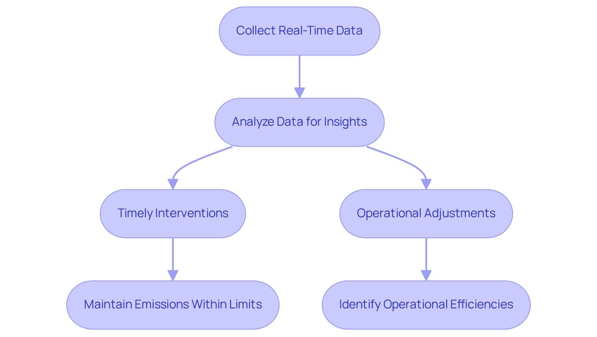 Follow the arrows to see how collecting real-time data leads to insights and actions that help manage carbon emissions effectively.