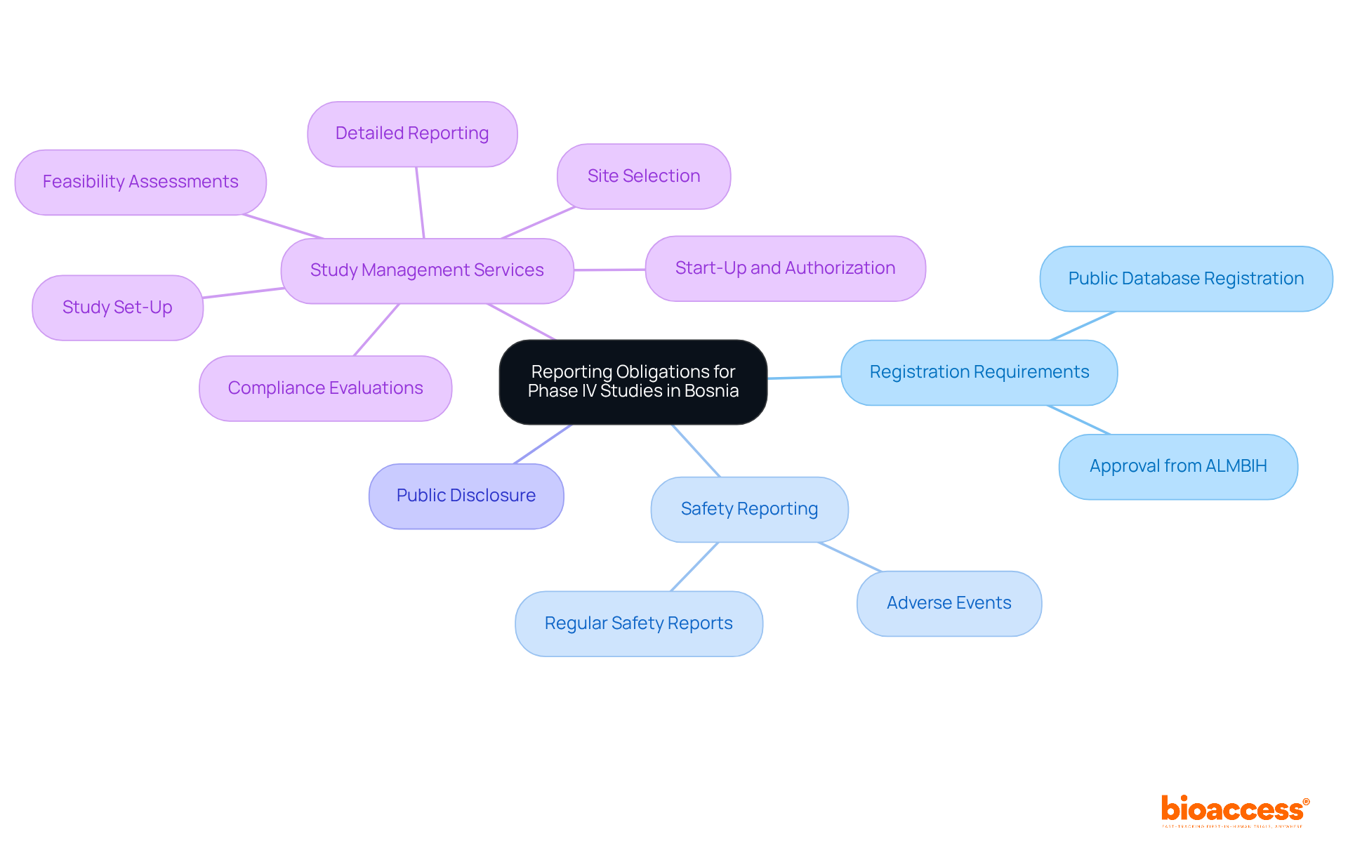 The central node represents the main topic, while branches show different obligations and processes. Each color-coded branch helps you quickly identify related areas, making it easier to grasp the overall framework.