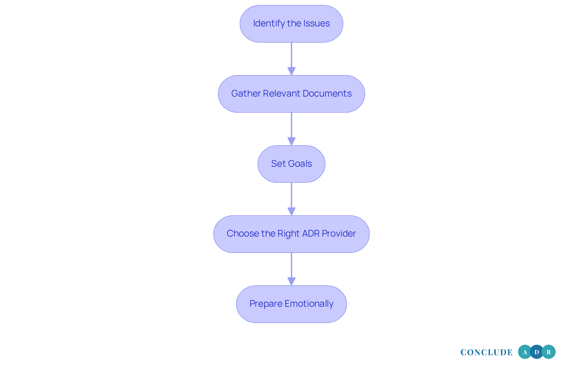 Each box represents a crucial step in preparing for the ADR process. Follow the arrows to see the order in which you should address each step to ensure a smooth journey toward resolution.