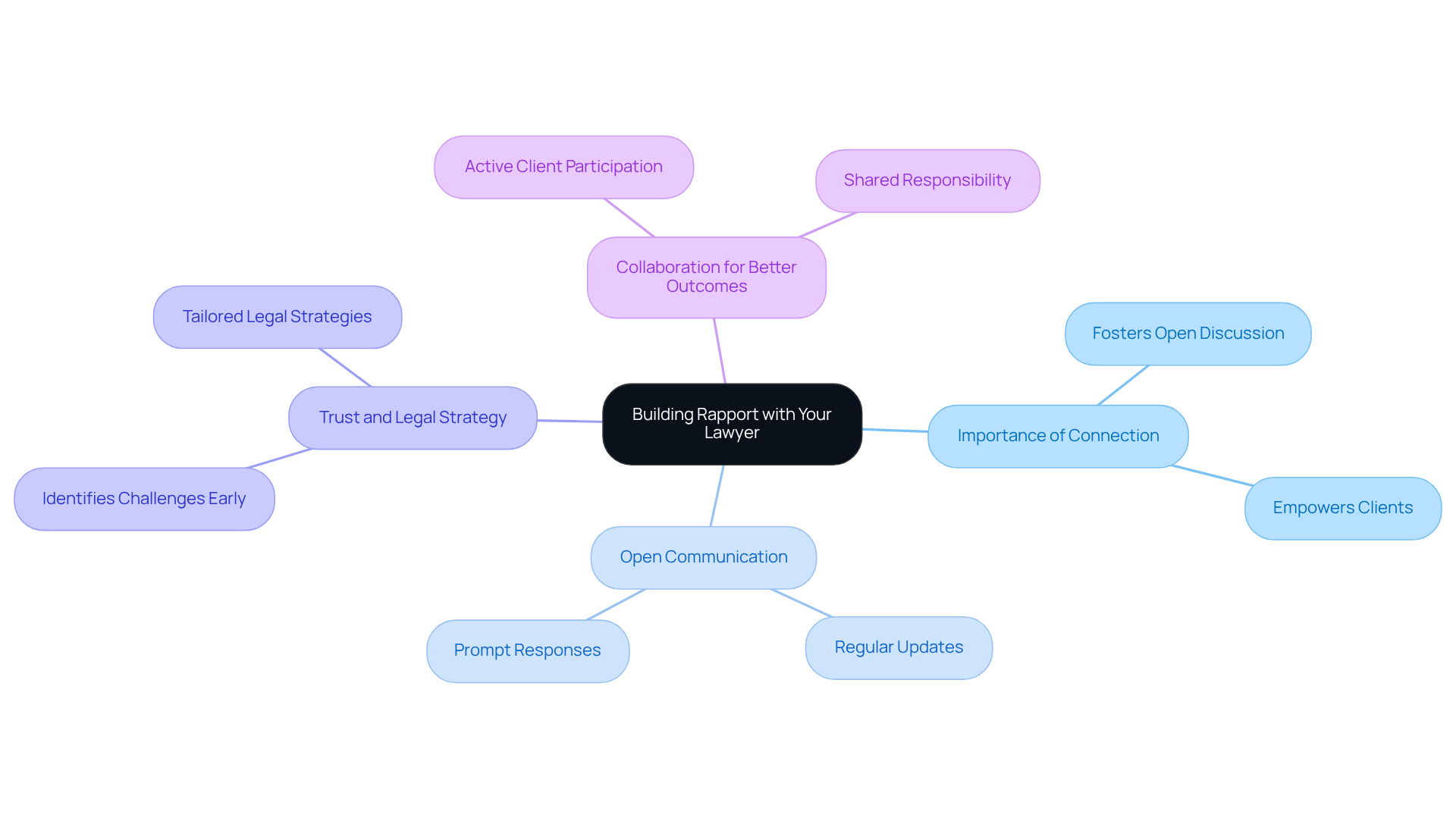 The central point is about connecting with your lawyer. Each branch represents a key aspect of why this connection matters, and the sub-points explain specific benefits or strategies related to each theme.