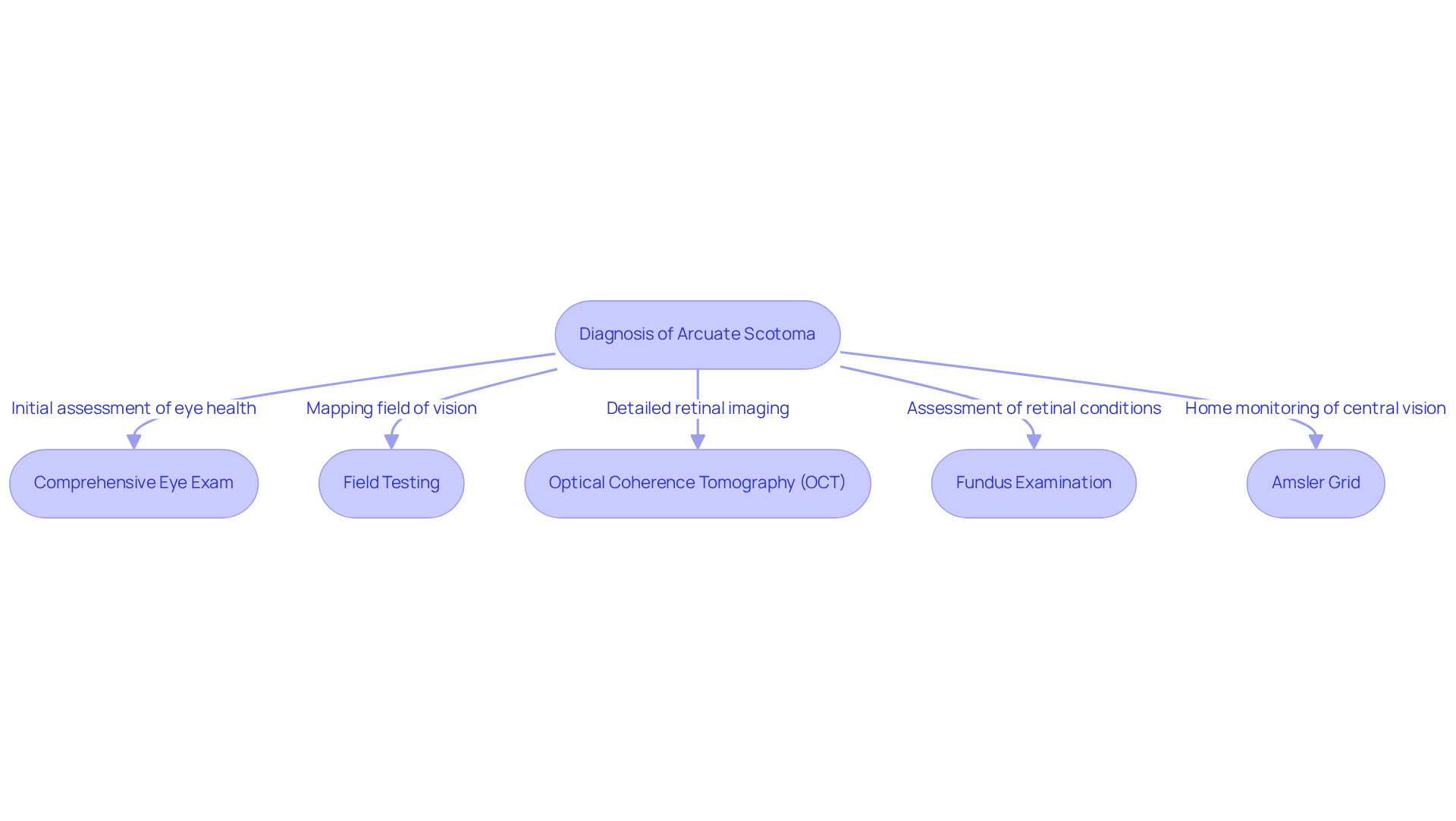This flowchart illustrates the steps involved in diagnosing arcuate scotoma. Each box represents a different diagnostic method, and the arrows show the order in which these methods are typically performed. Following this flow will help you understand how each step contributes to the overall diagnosis. This flowchart illustrates the steps involved in diagnosing arcuate scotoma. Each box represents a different diagnostic method, and the arrows show the order in which these methods are typically performed. Following this flow will help you understand how each step contributes to the overall diagnosis.