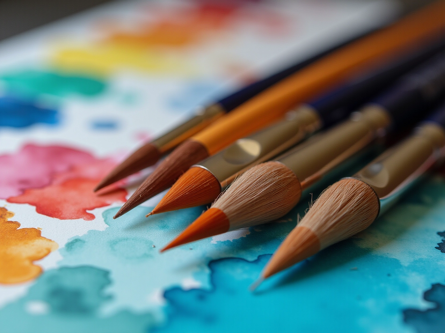 Quality Watercolor Brushes in an Artist's Workspace