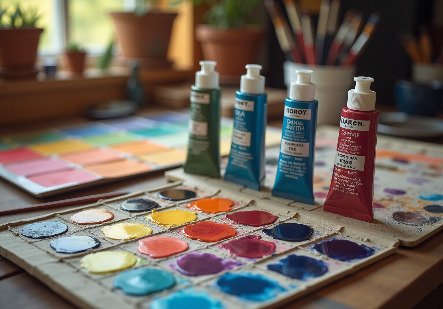 Vibrant Watercolor Paints in an Artist's Studio Vibrant Watercolor Paints in an Artist's Studio