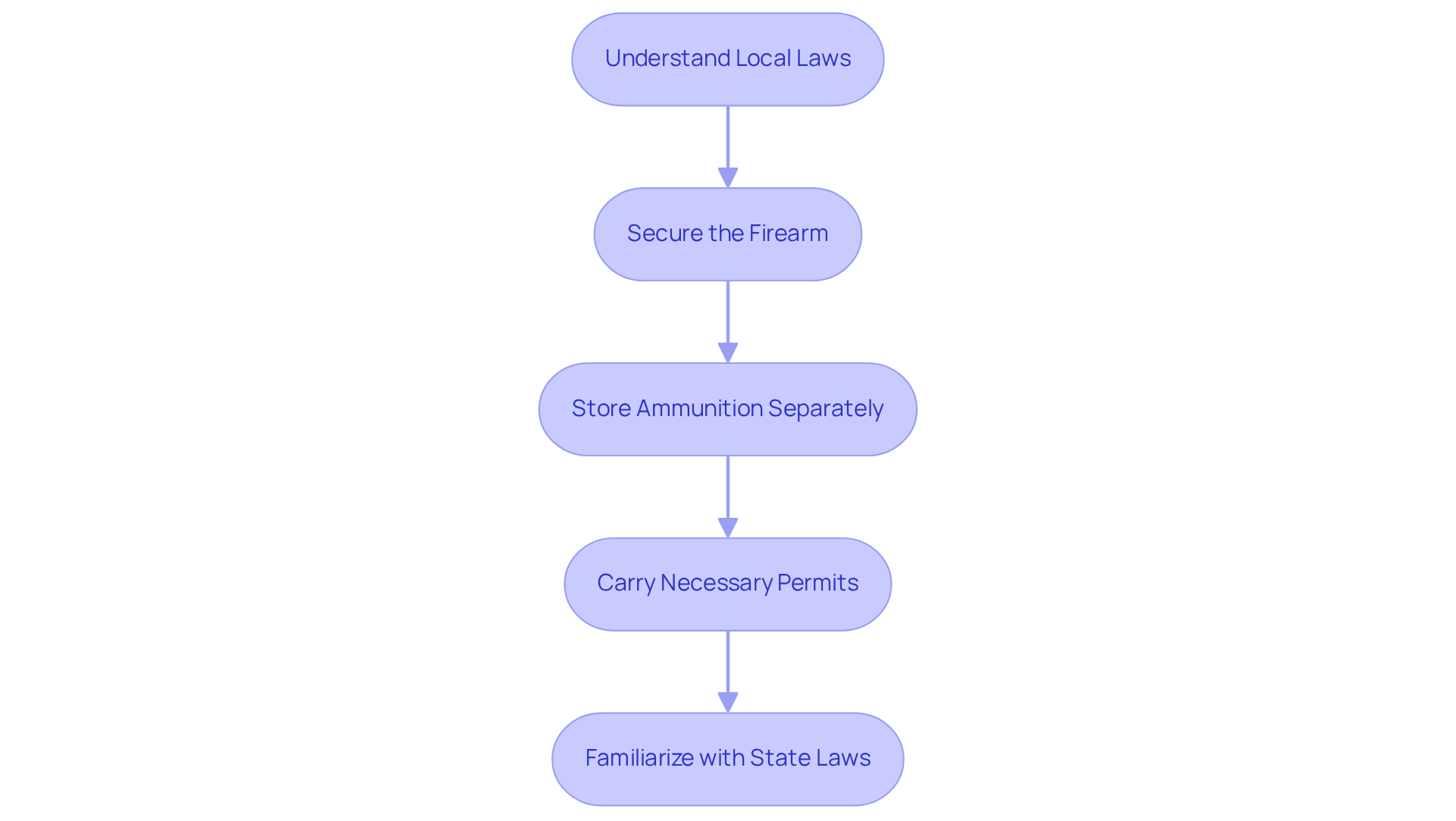 Each box represents a crucial step in ensuring you transport firearms legally and safely. Follow the arrows to see the order of actions you should take for a smooth journey. Each box represents a crucial step in ensuring you transport firearms legally and safely. Follow the arrows to see the order of actions you should take for a smooth journey.