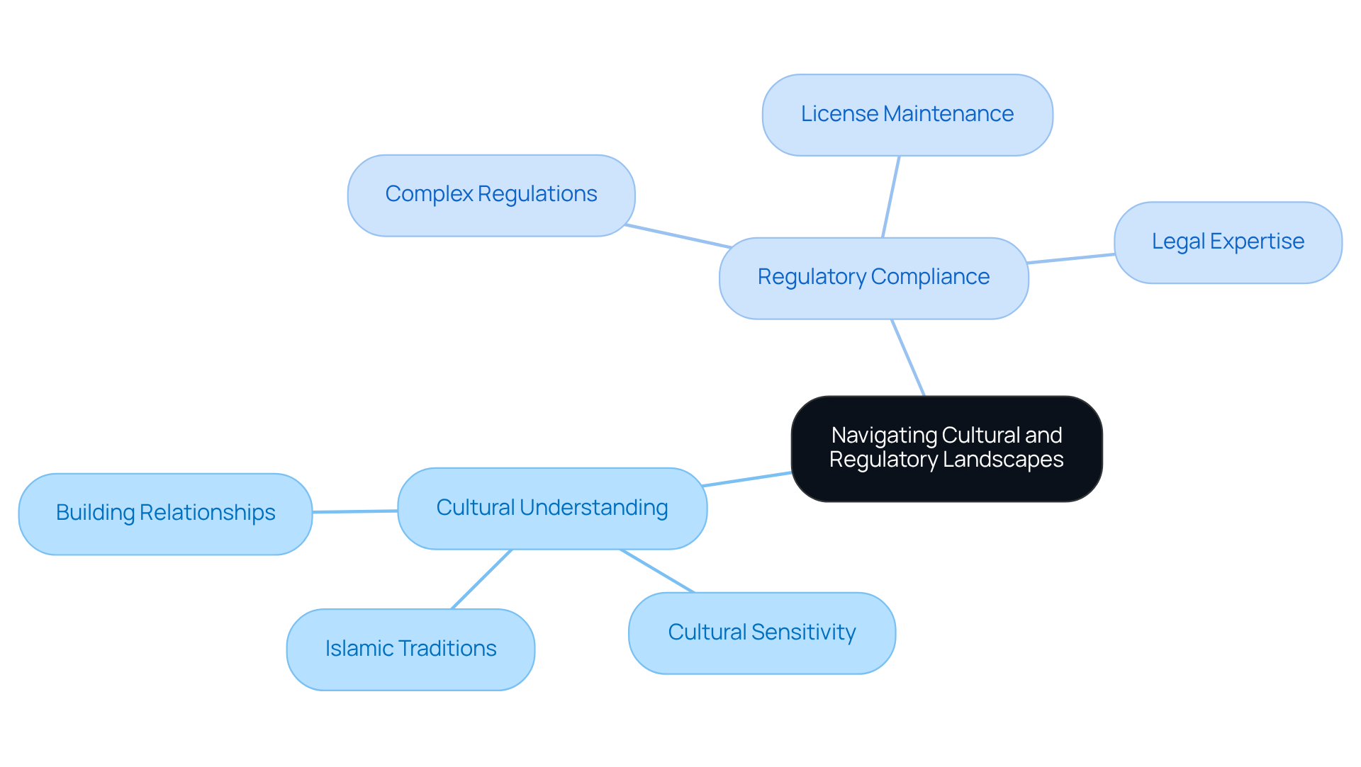 The central node represents the main theme, while the branches show key areas to focus on. Each sub-branch provides specific aspects to consider, helping you understand the complexities of operating in the UAE.