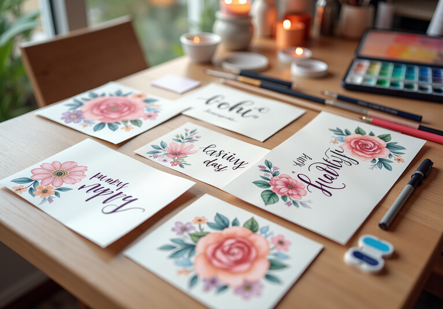 Personalized Watercolor Flower Cards Personalized Watercolor Flower Cards