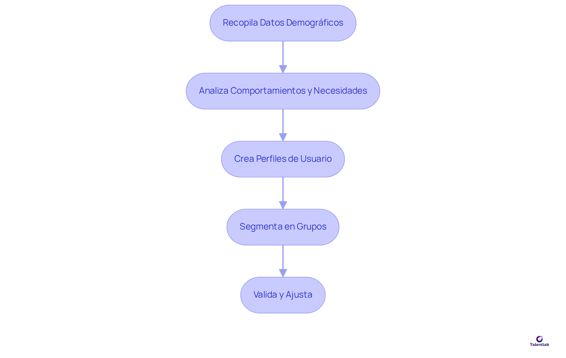 Cada cuadro representa un paso en el proceso de segmentación. Sigue las flechas para ver cómo cada etapa se construye sobre la anterior, ayudando a entender cómo mejorar la comunicación y el compromiso con tu audiencia.