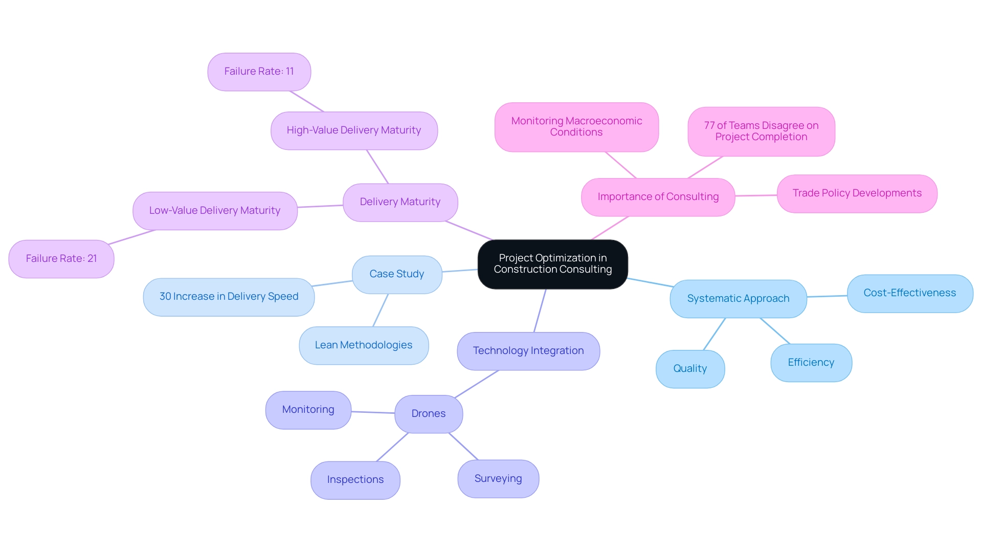 The central node represents the main topic. Each branch represents a key aspect of project optimization, with sub-branches detailing specific elements related to that aspect.