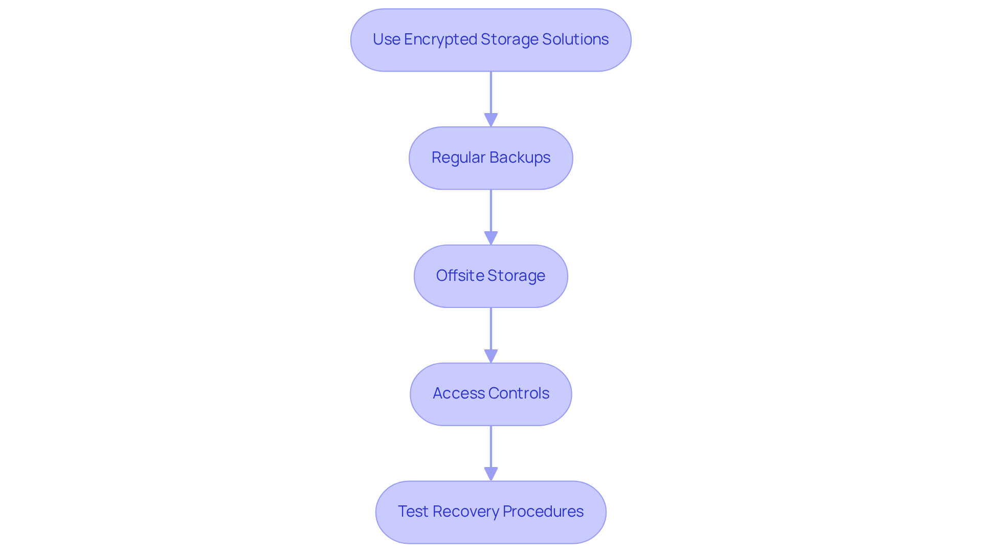 Each box represents a key guideline for securing data storage and backups. Follow the arrows to see the recommended steps for implementing these practices effectively.