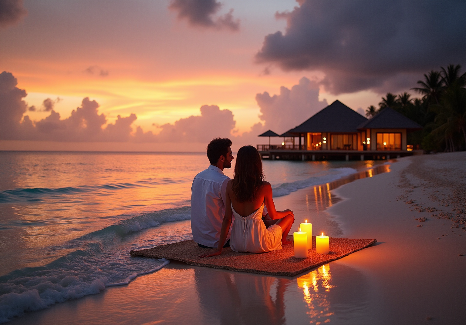 Romantic Honeymoon Dinner in the Maldives
