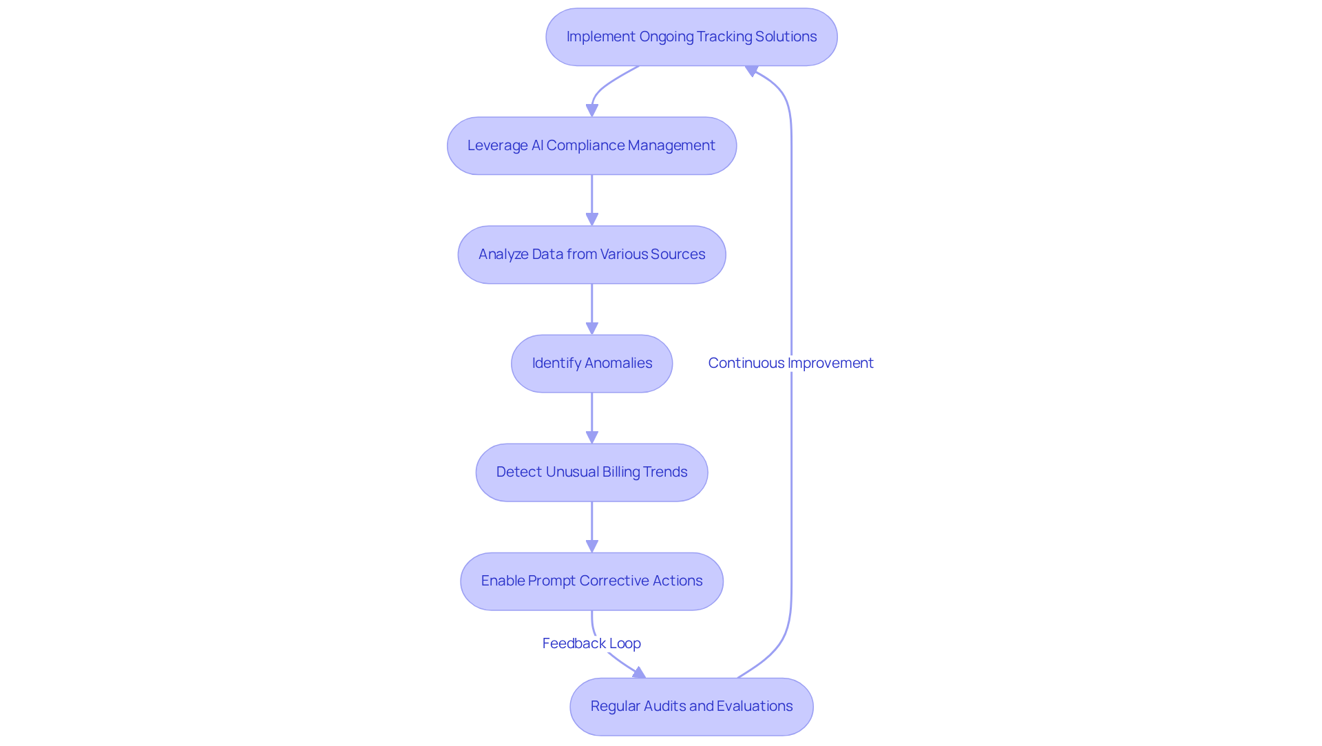 Each box represents a step in the process of ensuring compliance and risk management. Follow the arrows to see how each step leads to the next, and note the importance of regular audits for ongoing effectiveness.