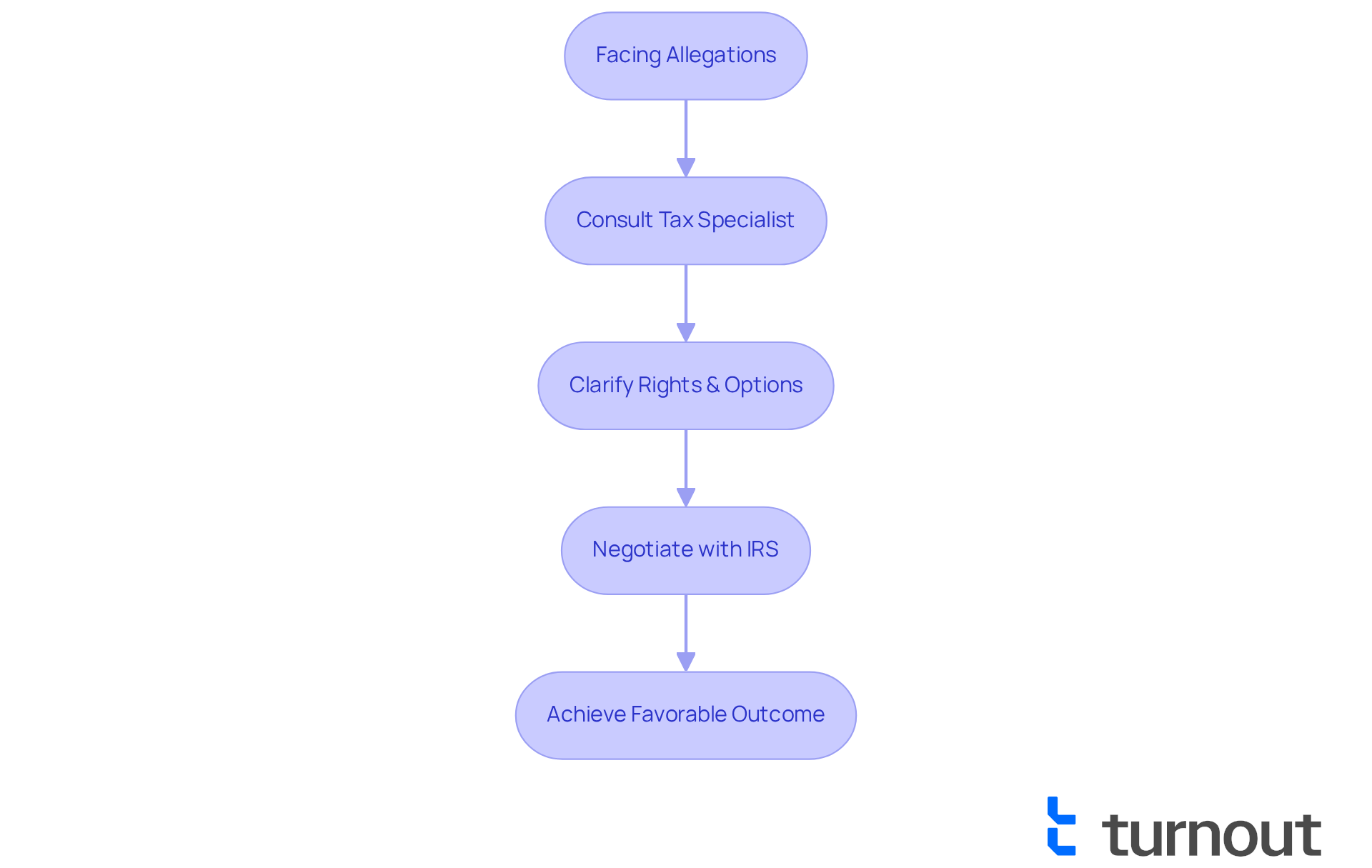 Each box represents a crucial step in defending against tax evasion. Follow the arrows to see how consulting a tax specialist guides you through this process towards a better resolution.