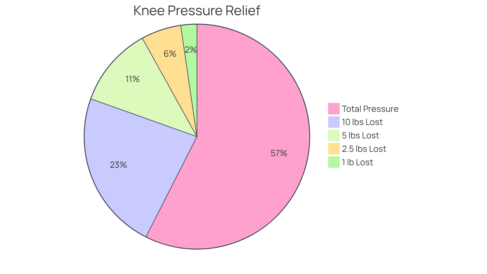 Each slice shows how much pressure is lifted off the knees for each pound lost - the more pounds lost, the bigger the relief!
