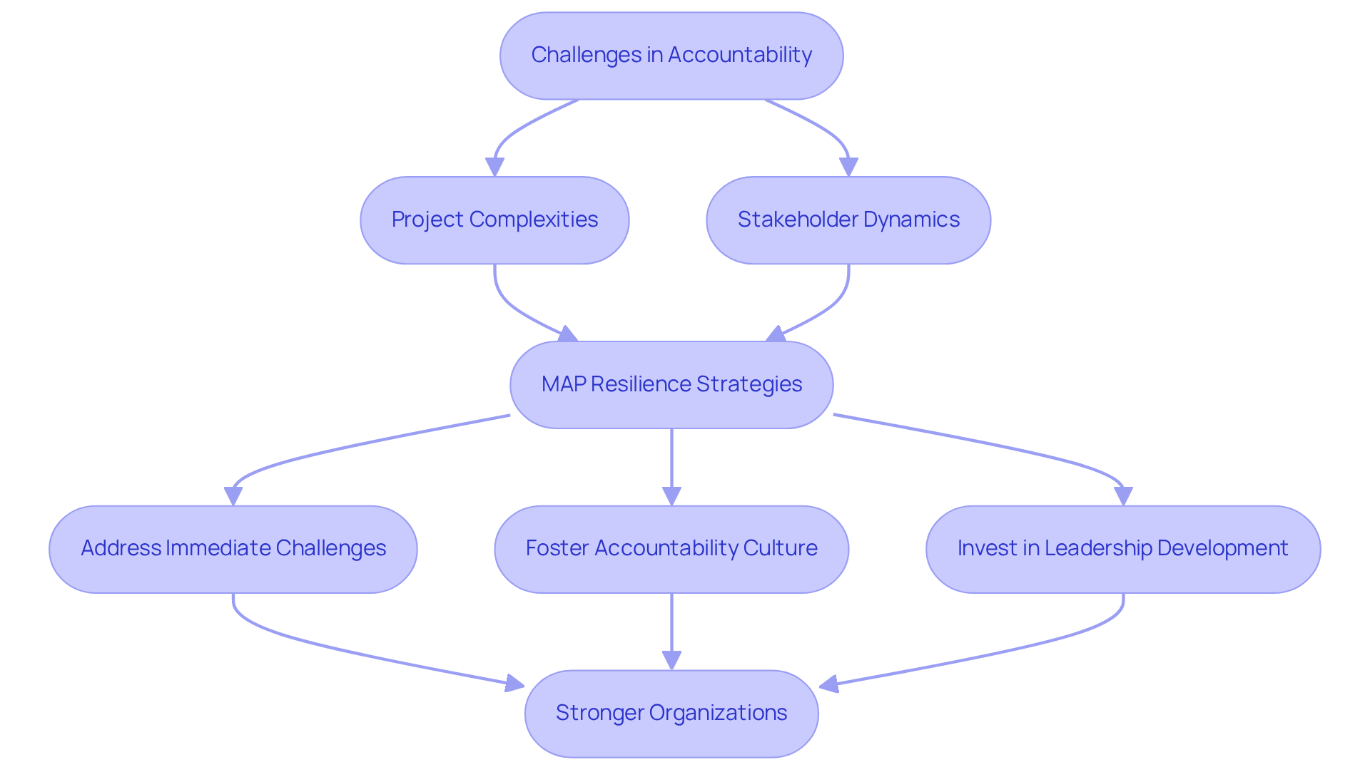 This flowchart illustrates the journey from identifying accountability challenges to implementing resilience strategies. Each step shows how organizations can address issues and achieve stronger outcomes through leadership development. This flowchart illustrates the journey from identifying accountability challenges to implementing resilience strategies. Each step shows how organizations can address issues and achieve stronger outcomes through leadership development.