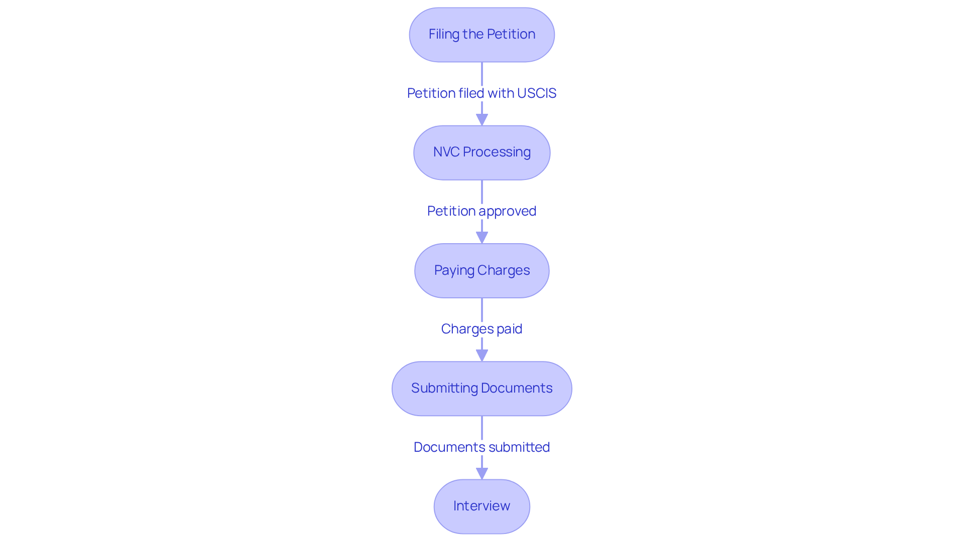 Each box represents a step in the visa application process. Follow the arrows to see how each step leads to the next, ensuring you complete everything in the right order. Each box represents a step in the visa application process. Follow the arrows to see how each step leads to the next, ensuring you complete everything in the right order.