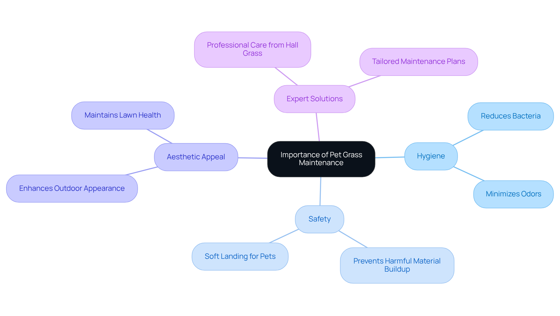The center shows the main topic, and the branches represent key reasons why maintaining pet grass is important. Each branch can be explored for more details, helping you see the full picture of why this maintenance matters. The center shows the main topic, and the branches represent key reasons why maintaining pet grass is important. Each branch can be explored for more details, helping you see the full picture of why this maintenance matters.