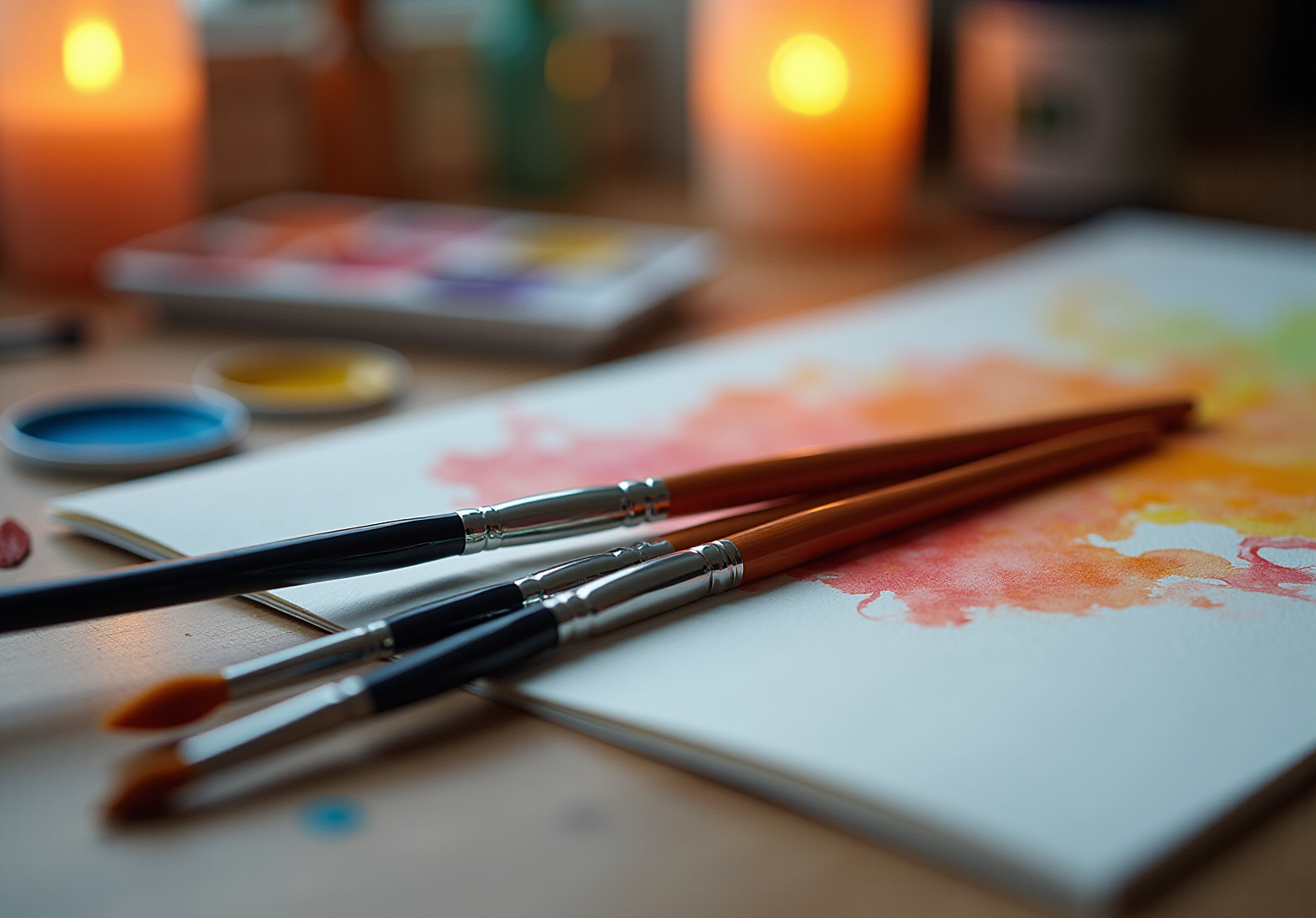 Da Vinci Maestro Watercolor Brushes in an Artistic Workspace