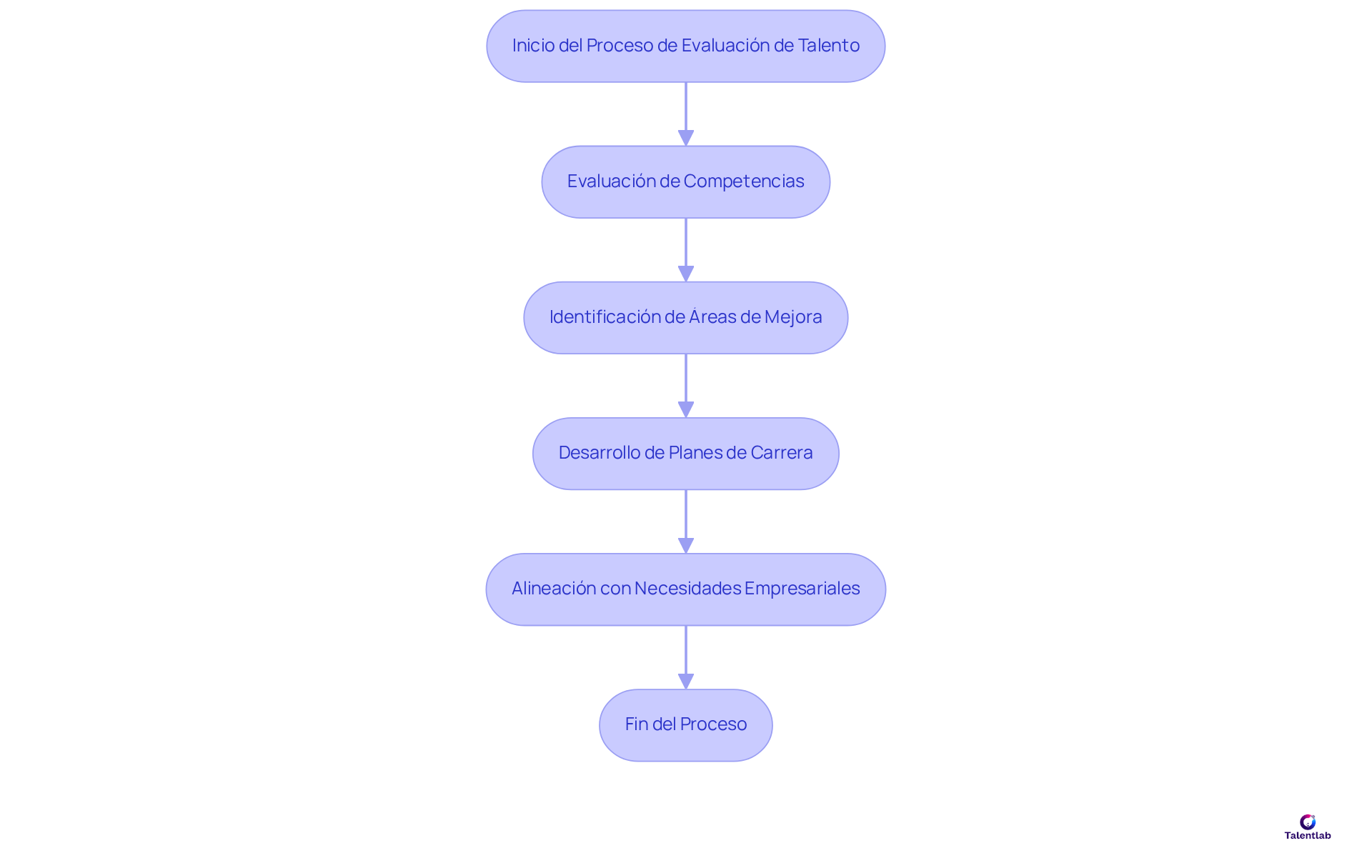 Cada cuadro representa una etapa en el proceso de evaluación. Sigue las flechas para entender cómo cada paso se conecta con el siguiente y cómo contribuye a optimizar el capital humano.