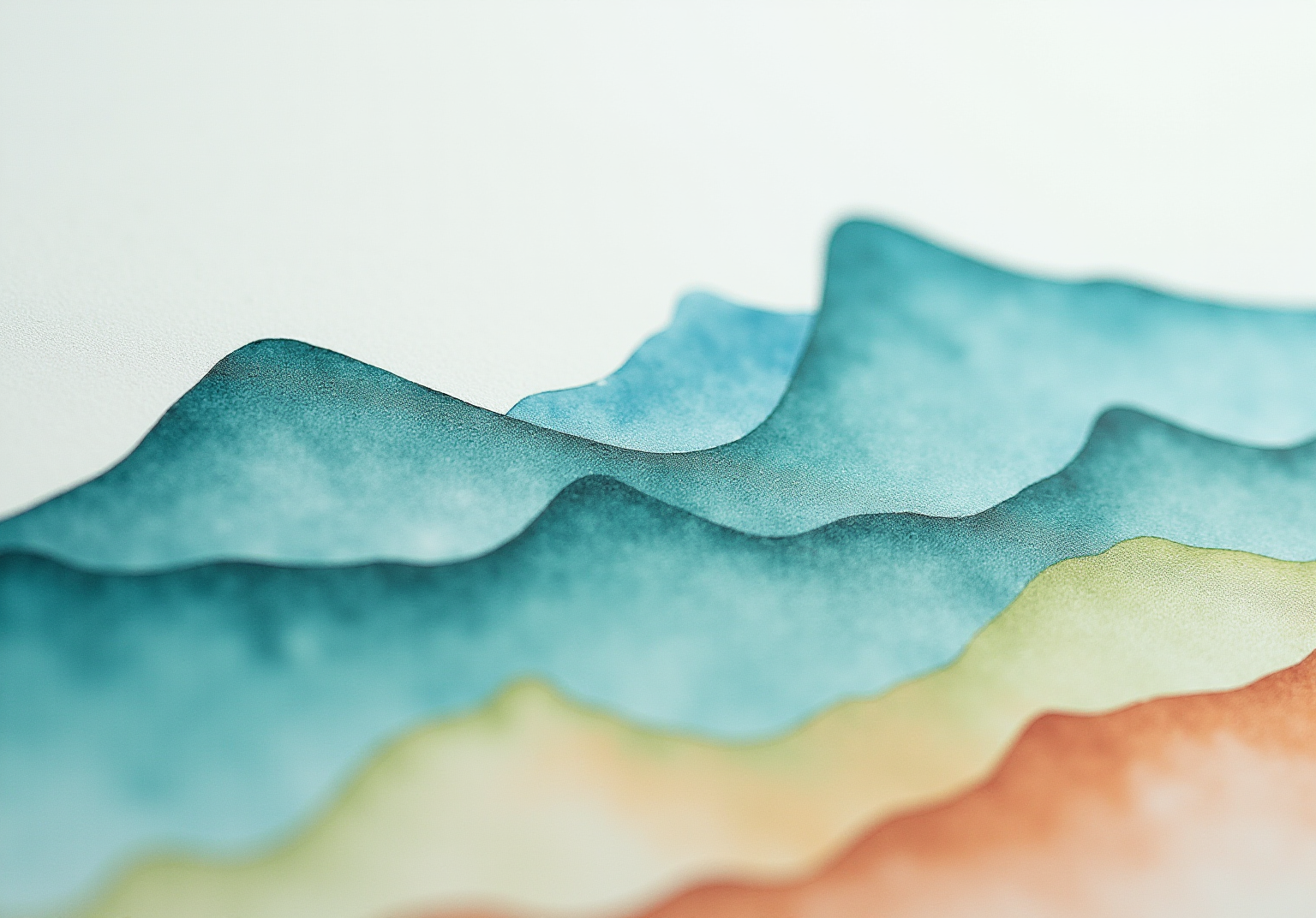 Serene Watercolor Mountain Landscape