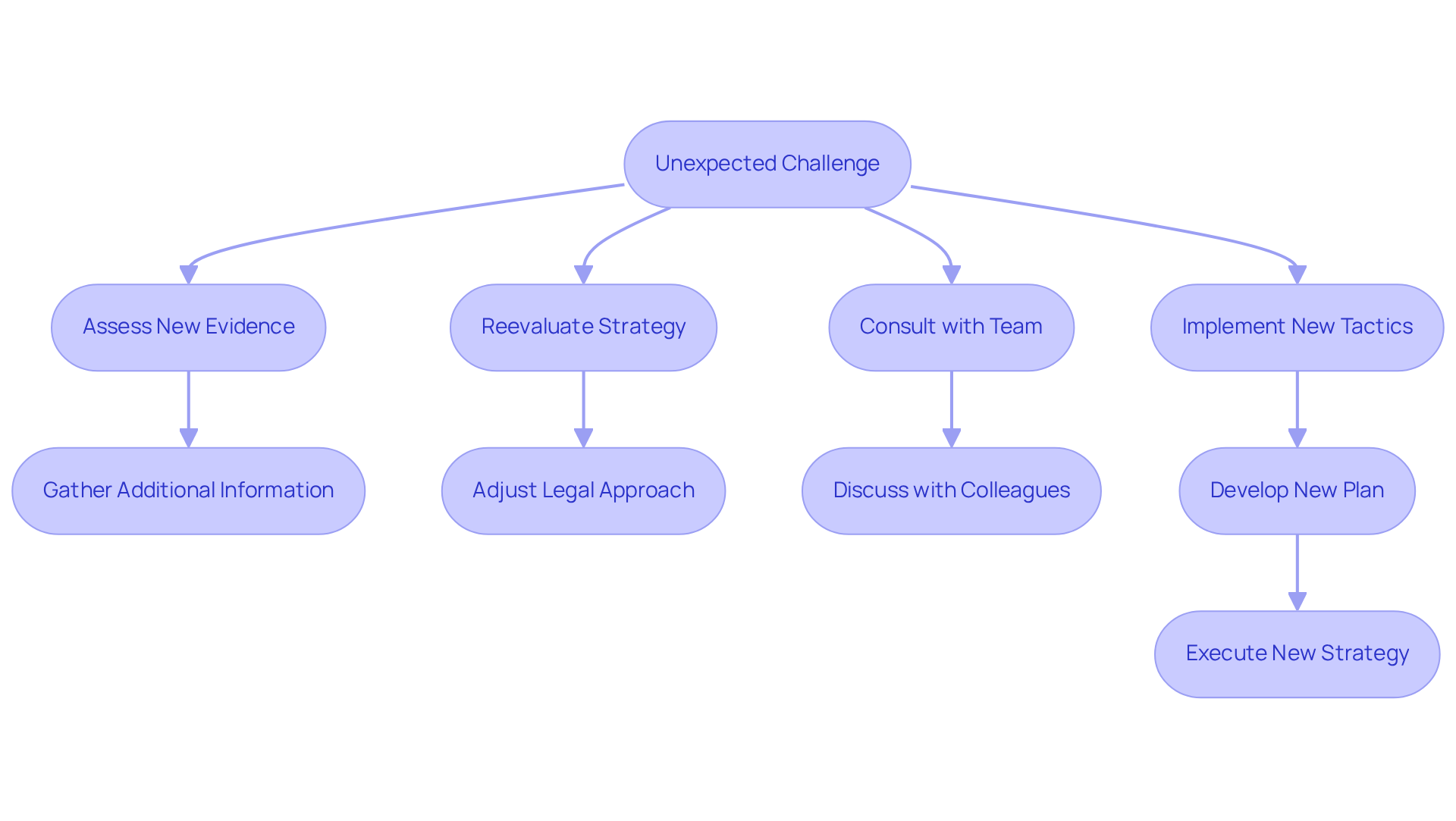 This flowchart shows how lawyers can adapt to unexpected challenges in personal injury cases. Start with the challenge and follow the arrows to see how they can respond effectively. This flowchart shows how lawyers can adapt to unexpected challenges in personal injury cases. Start with the challenge and follow the arrows to see how they can respond effectively.