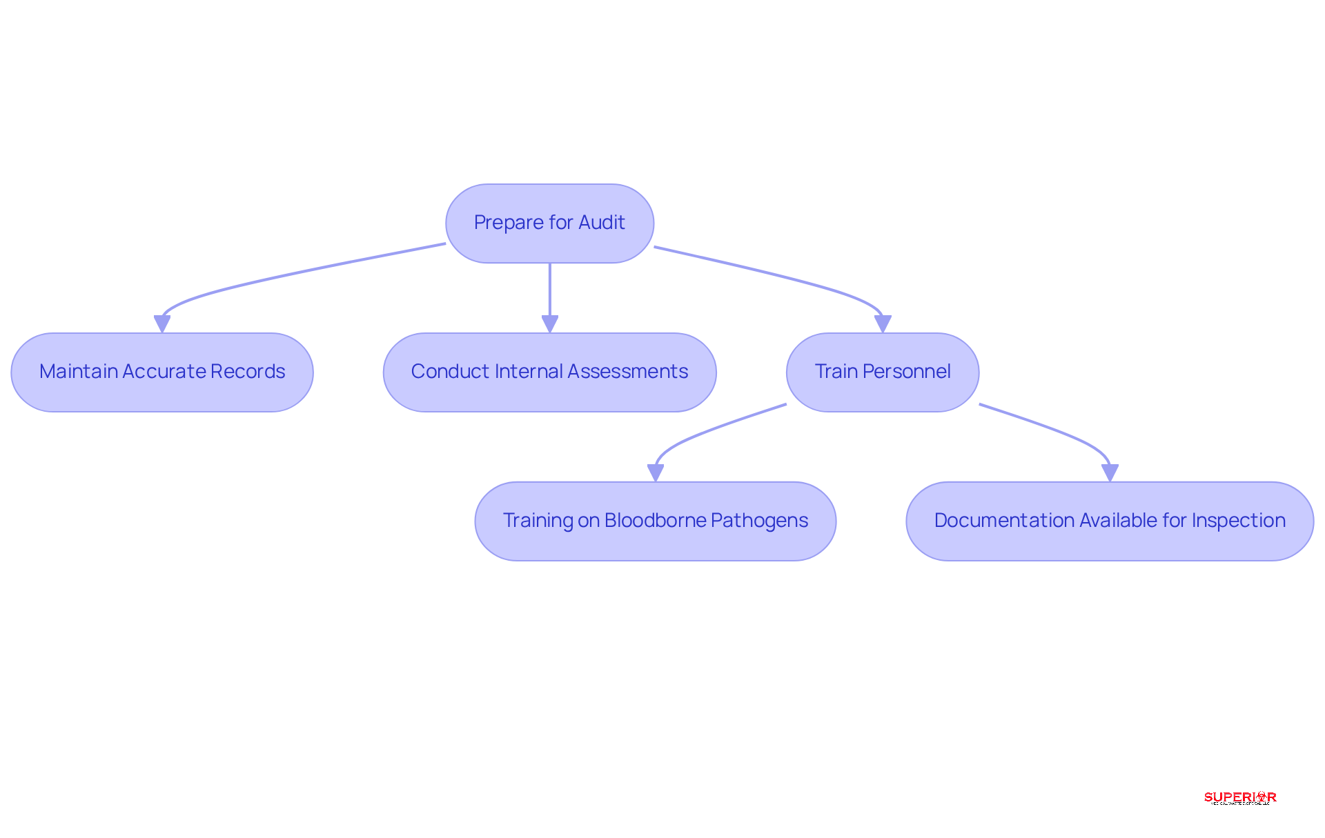 Follow the arrows to see the steps organizations need to take to be ready for audits. Each box represents an important action, and the flow shows how they connect to ensure compliance. Follow the arrows to see the steps organizations need to take to be ready for audits. Each box represents an important action, and the flow shows how they connect to ensure compliance.