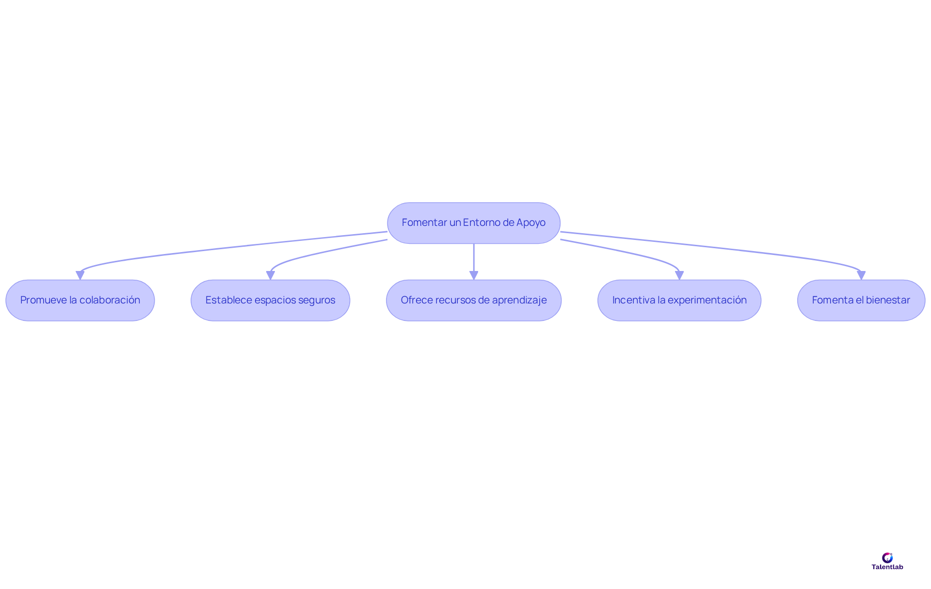 Cada cuadro representa un paso que puedes seguir para crear un entorno de apoyo. Sigue las flechas para ver cómo cada paso se conecta y contribuye al objetivo general.