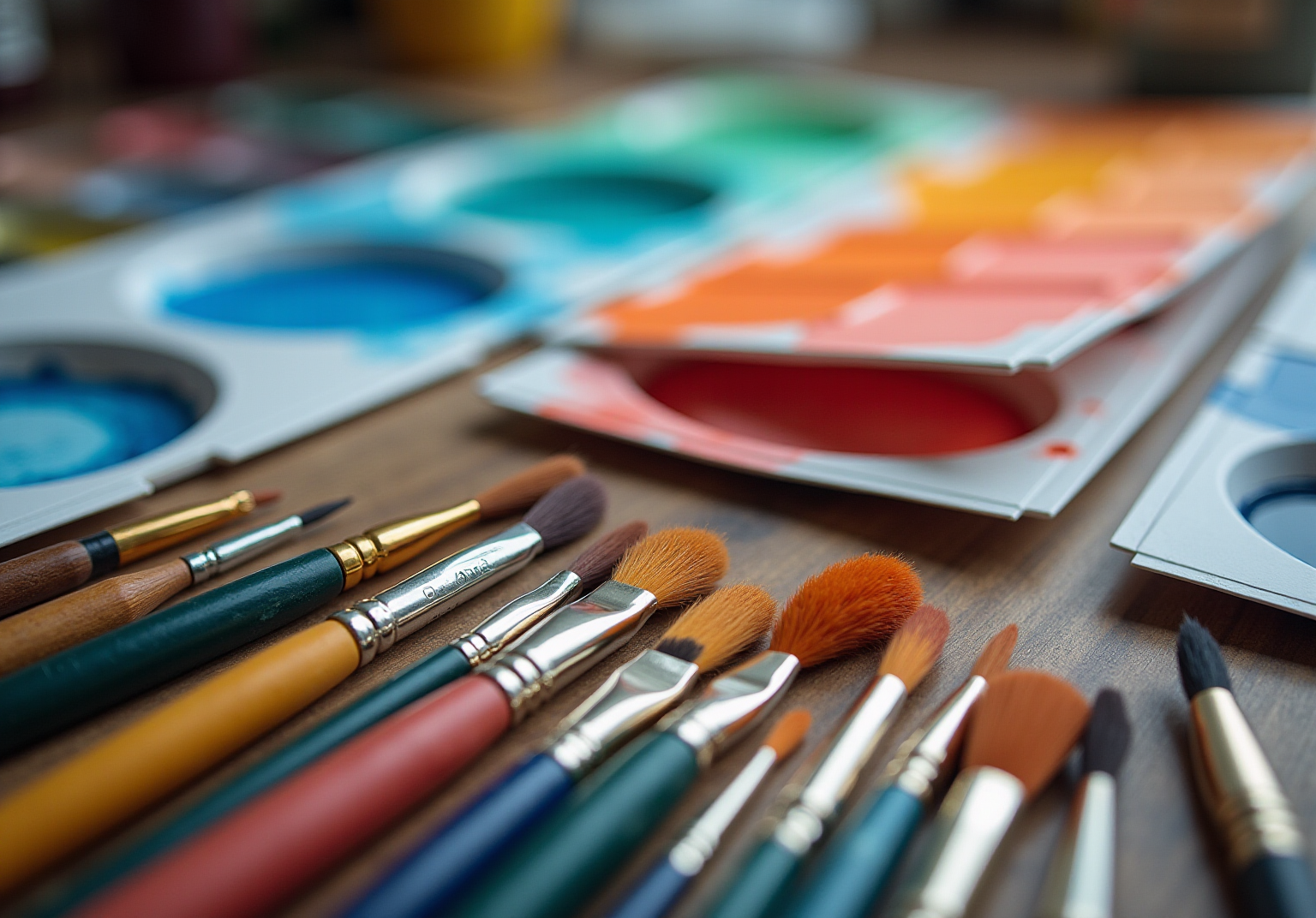 Watercolor Brushes in an Artist's Studio Watercolor Brushes in an Artist's Studio