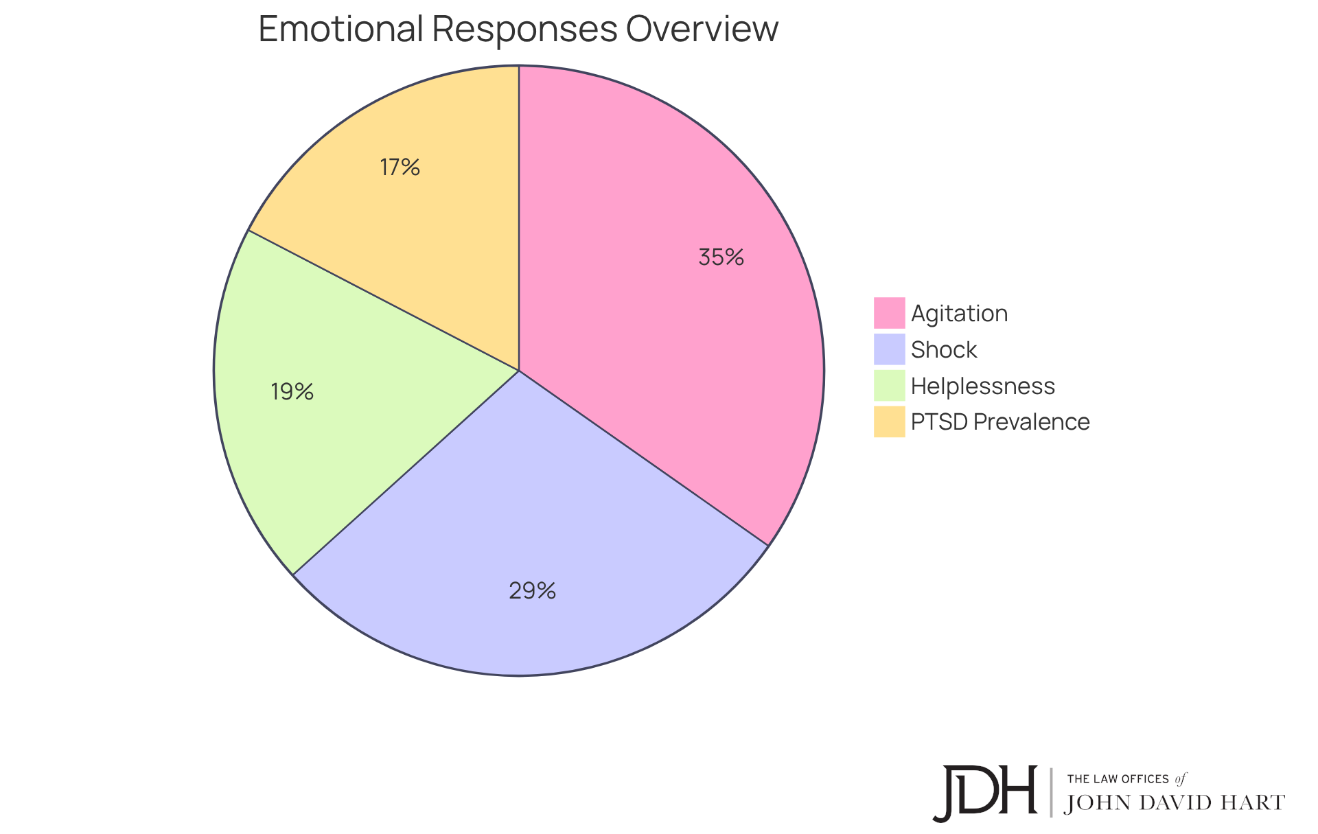 Each slice illustrates a specific emotional response among relatives: the larger the slice, the more prevalent that feeling is — this helps show how widespread these emotional issues are after such traumatic events.