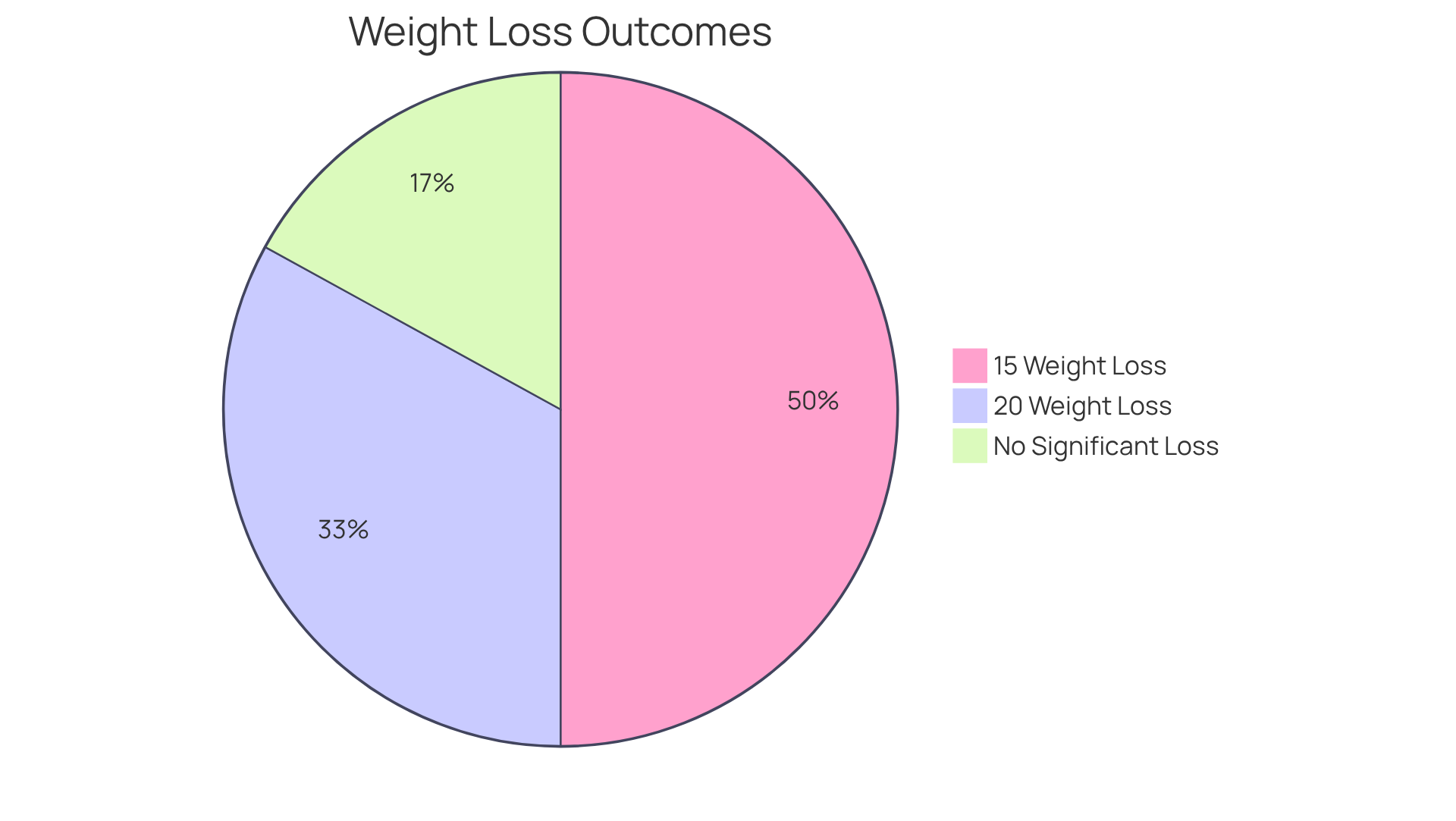 Each segment of the pie shows how many participants achieved specific weight loss milestones. The larger the segment, the more people experienced that level of weight loss.