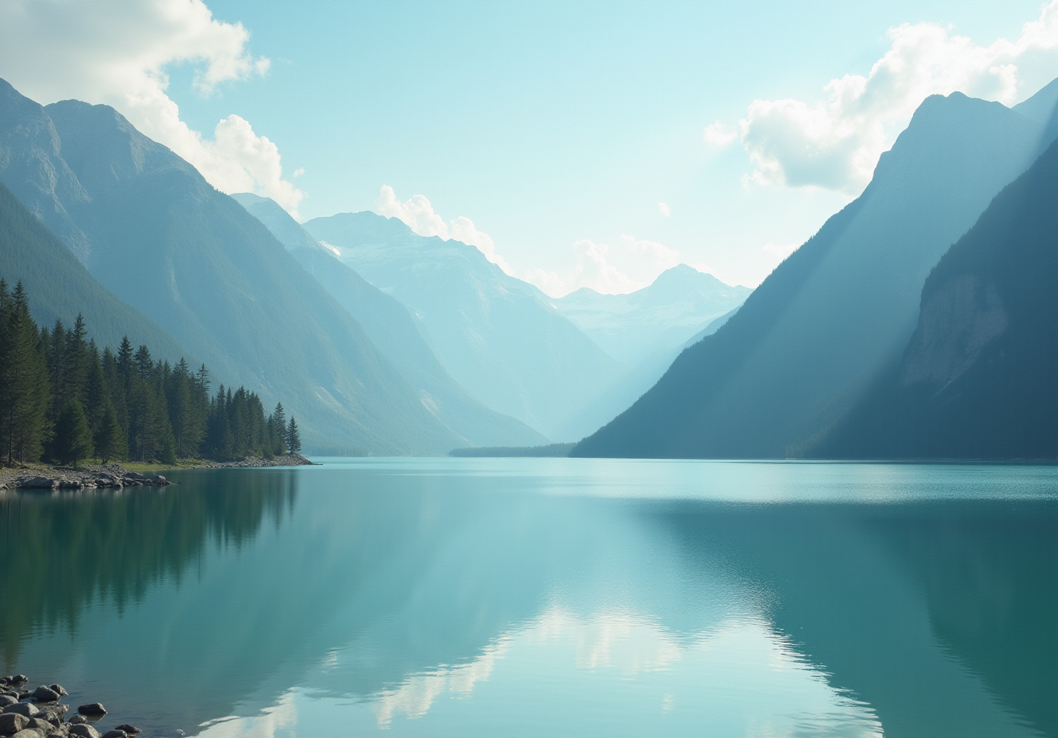 Tranquil Mountain Lake Landscape