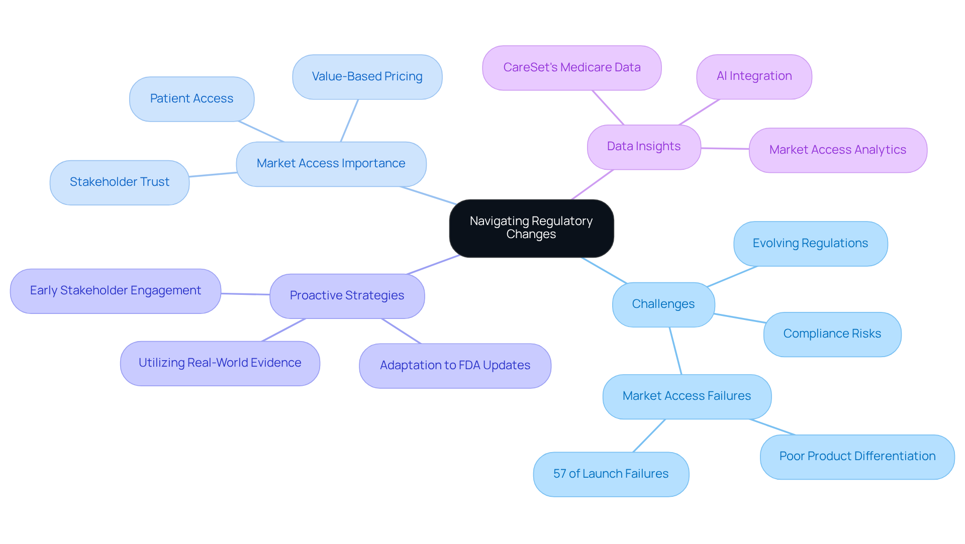 The center represents the main challenge of regulatory changes, with branches showing key areas of focus and strategies that manufacturers can adopt to navigate this evolving landscape.