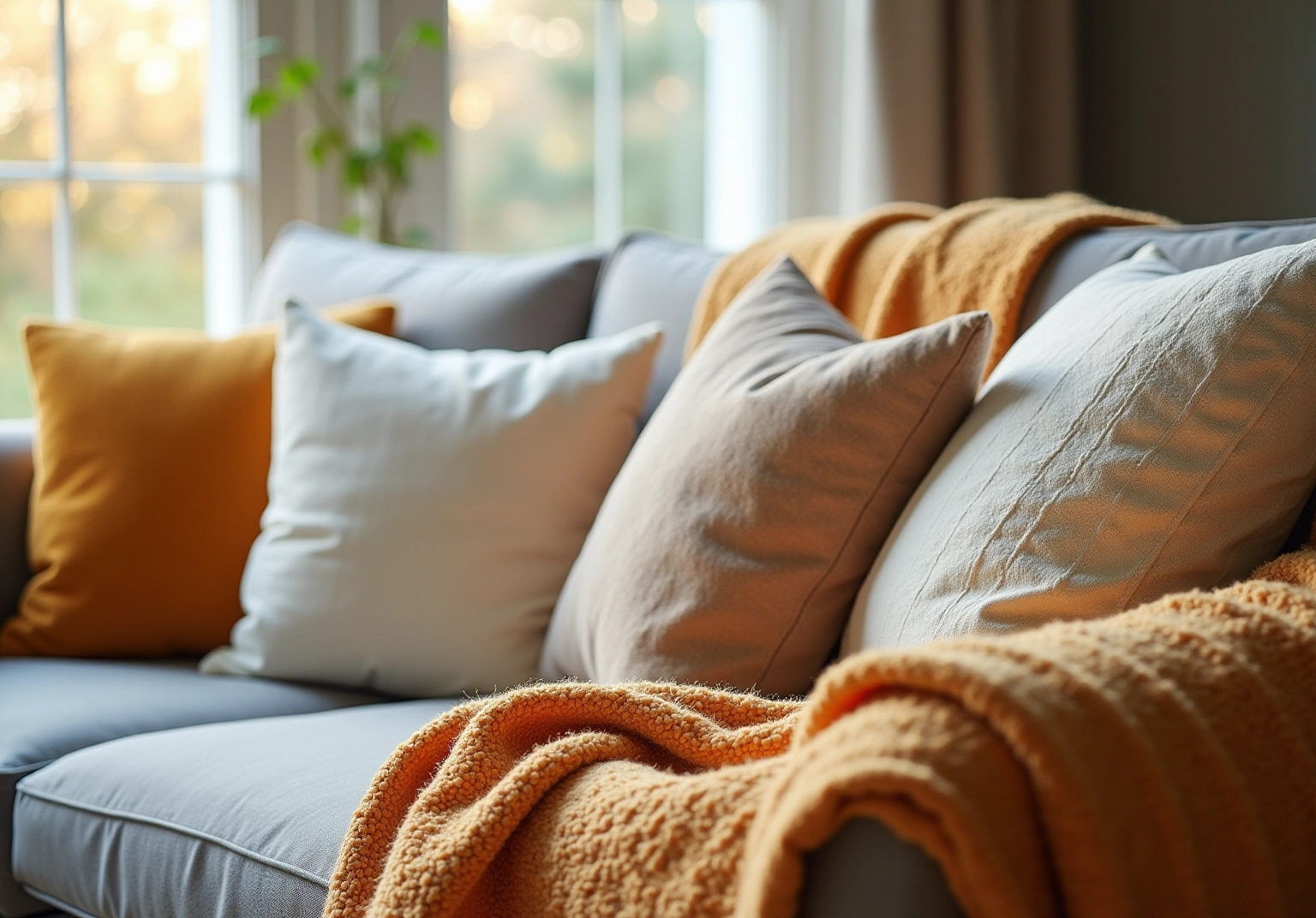 Seasonal Textiles in a Cozy Living Space