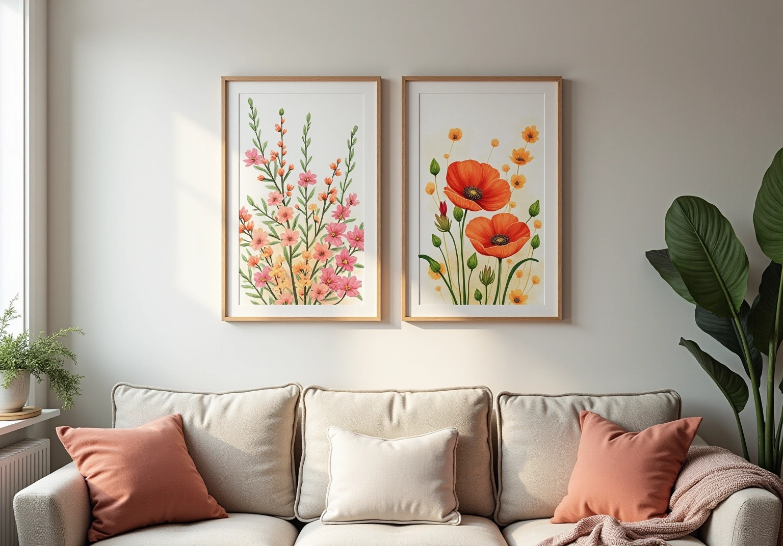 Seasonal Watercolor Art in a Cozy Home