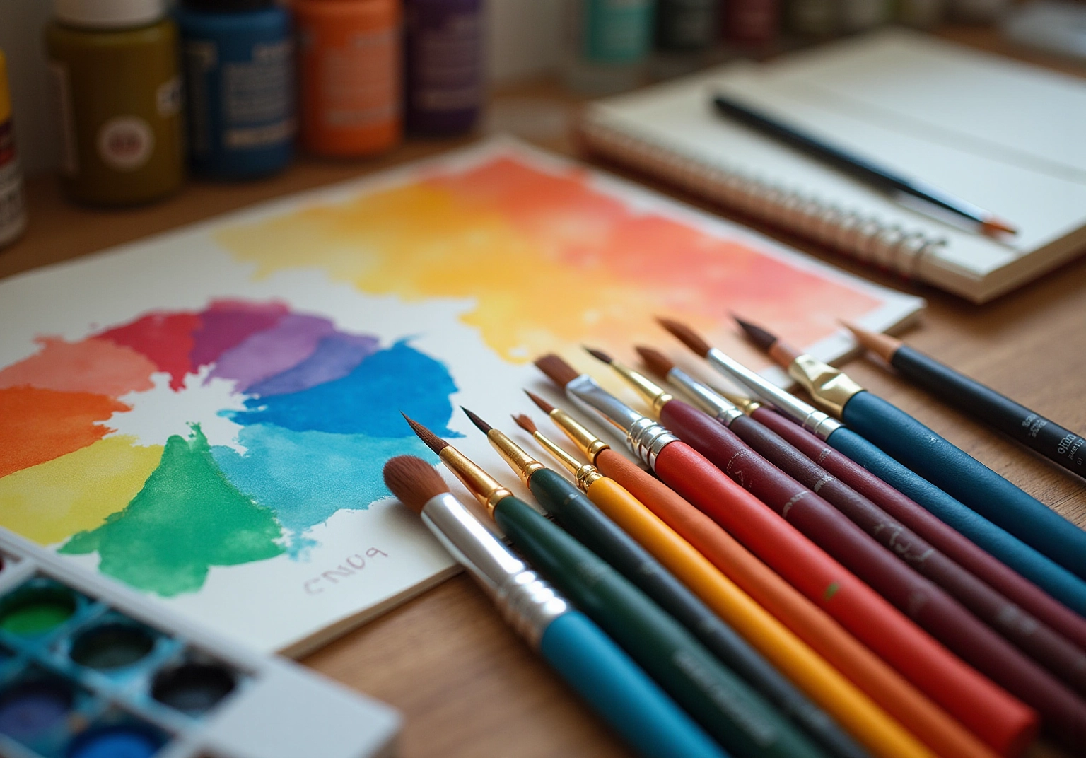 Sennelier Watercolor Brushes in a Creative Studio