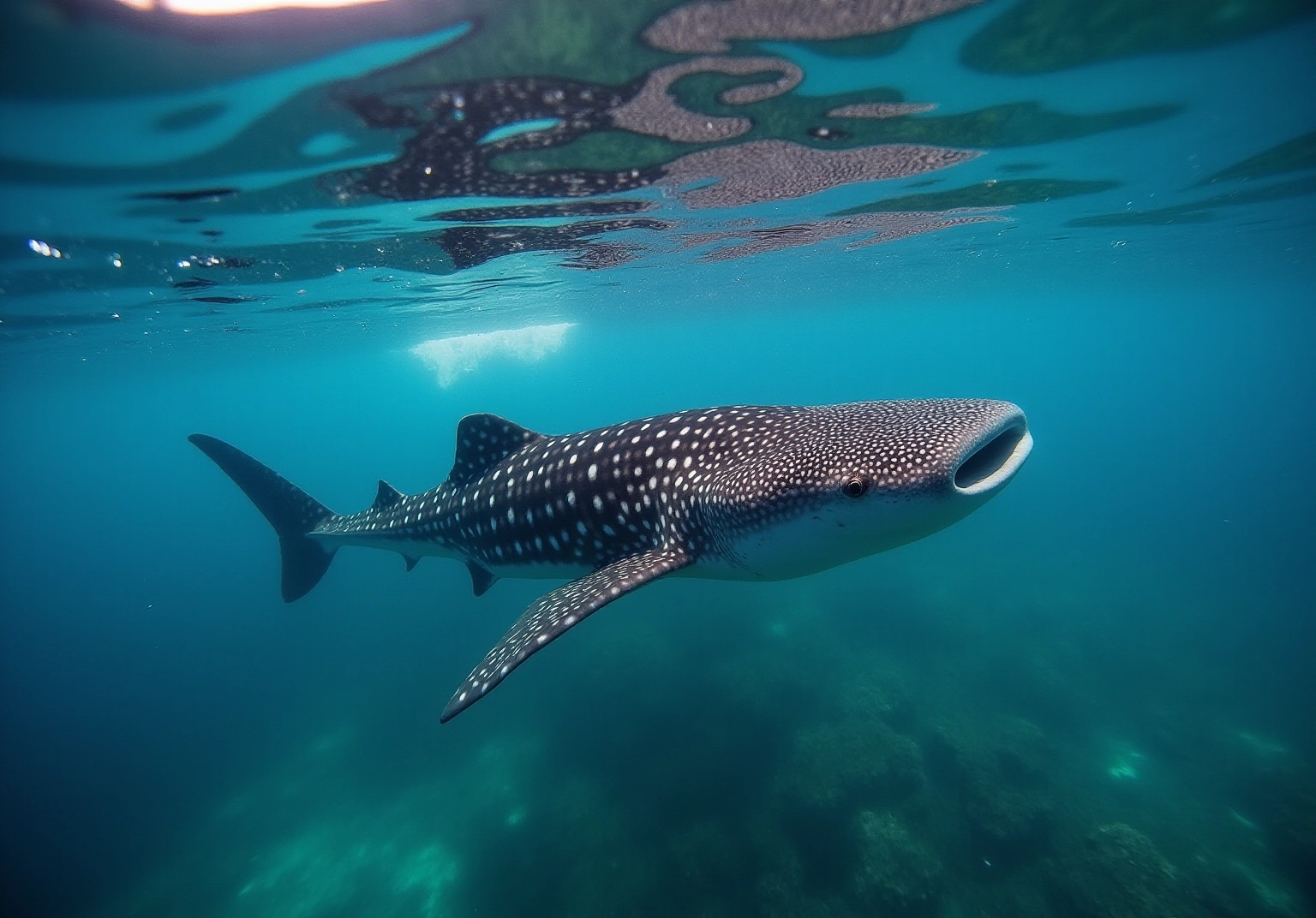 Serene Encounter with Whale Sharks