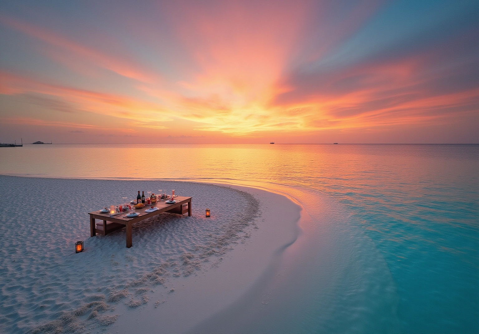 Serene Sandbank Picnic at Sunset