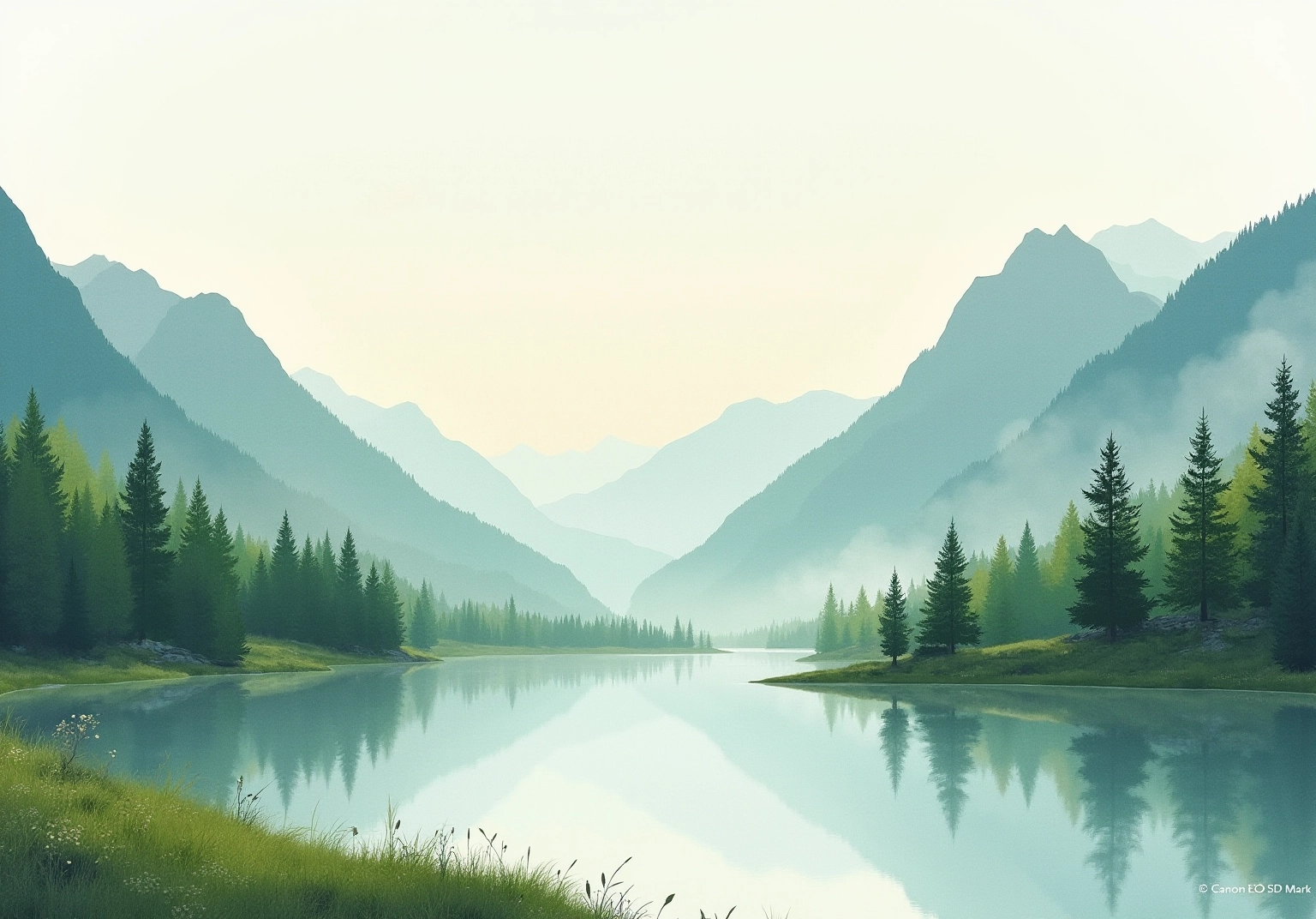 Serene Watercolor Landscape for Beginners