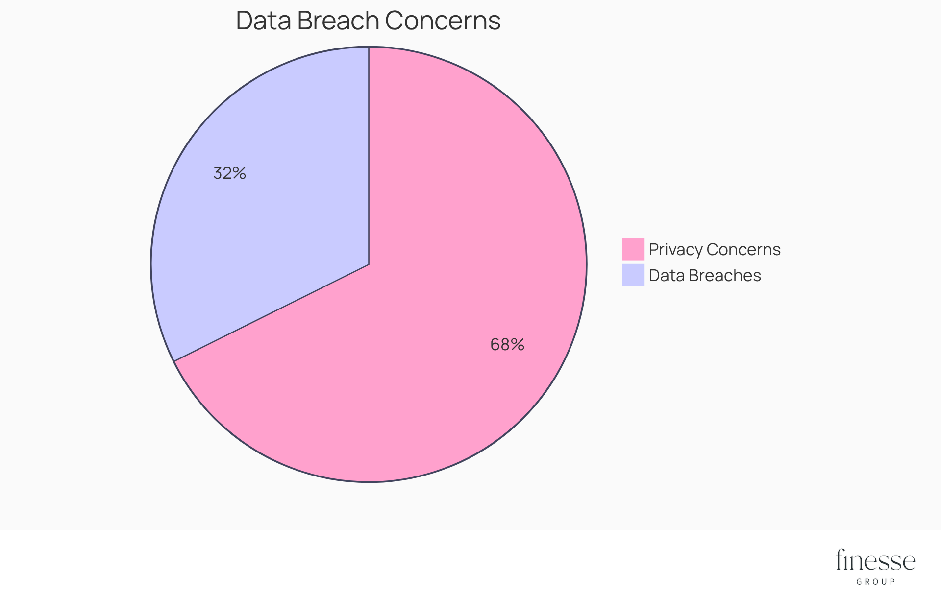 The red segment shows the percentage of data breaches exposing personal information, while the blue segment indicates how many Americans worry about their online privacy. Each segment reflects the importance of prioritizing data security.
