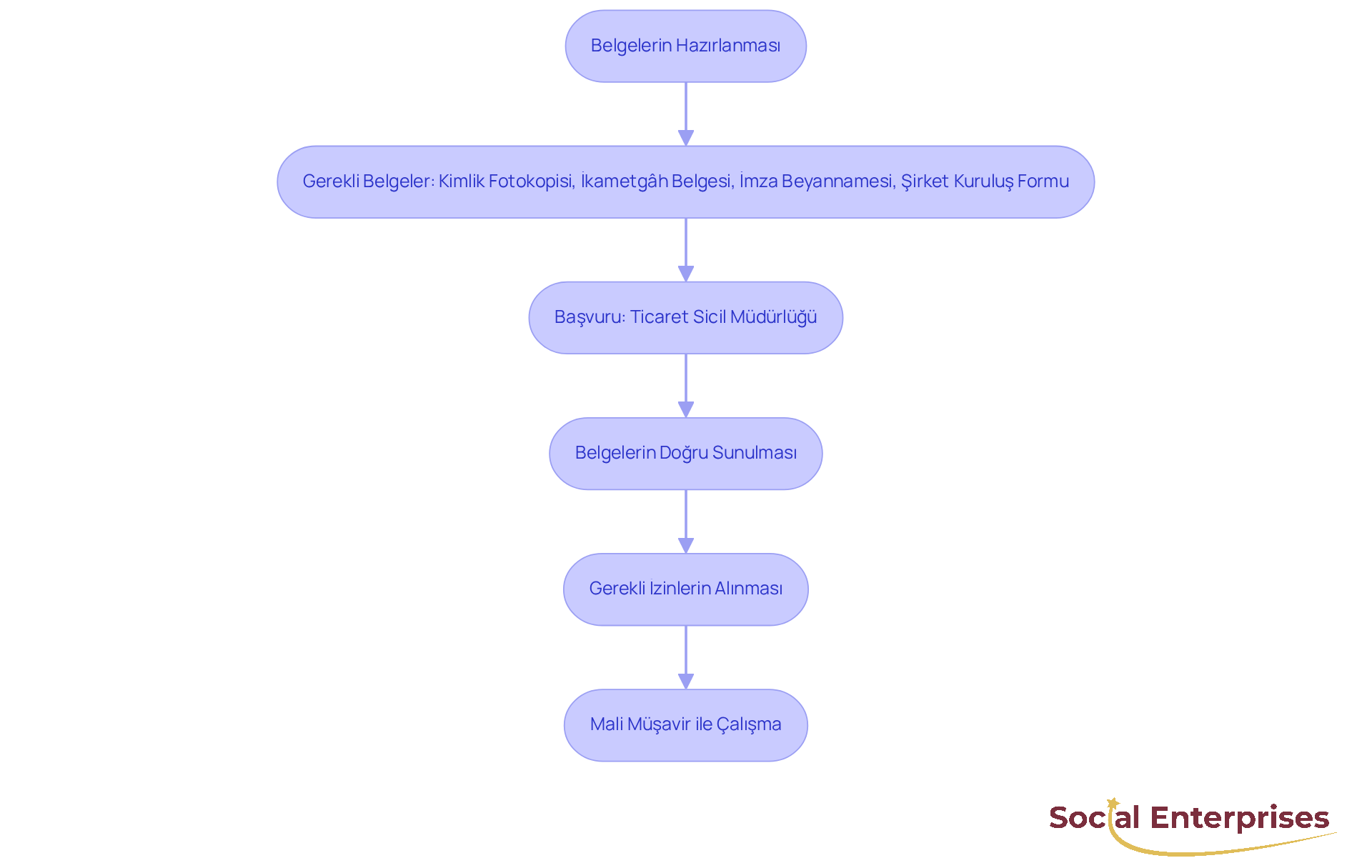 Her kutu, sürecin bir aşamasını temsil ediyor. Oklar, adımların nasıl takip edilmesi gerektiğini gösteriyor — yukarıdan aşağıya doğru takip edin!