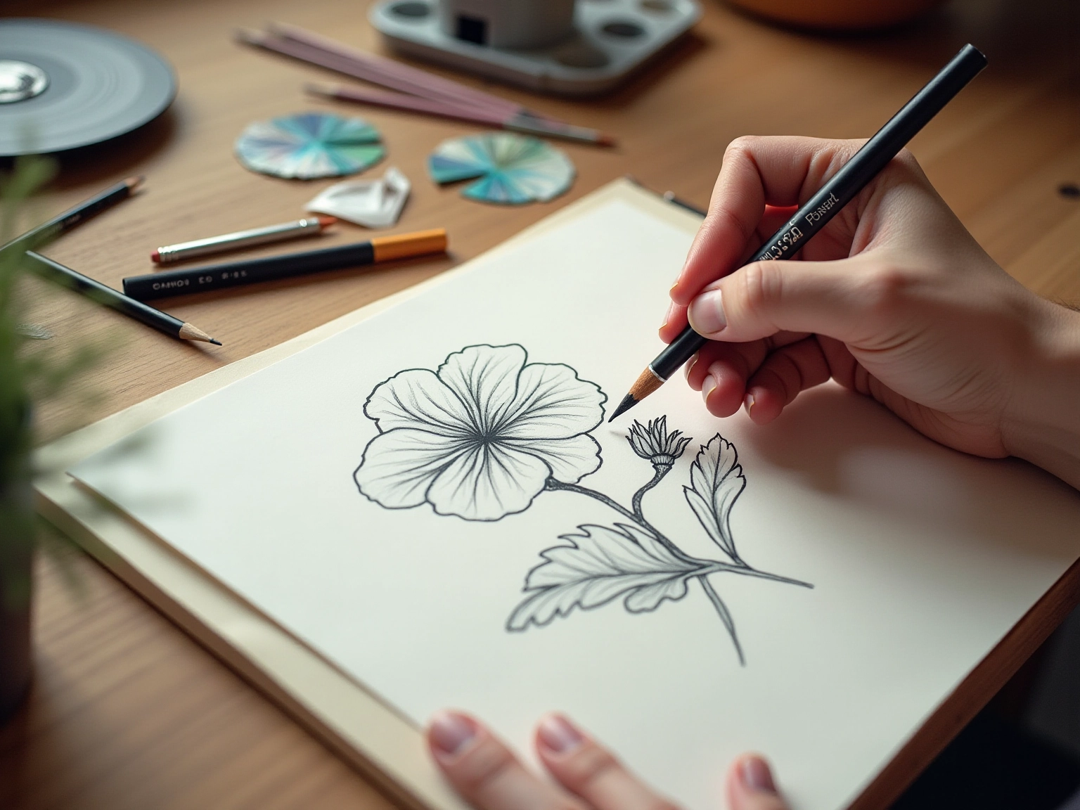 Sketching a Geranium Composition Sketching a Geranium Composition