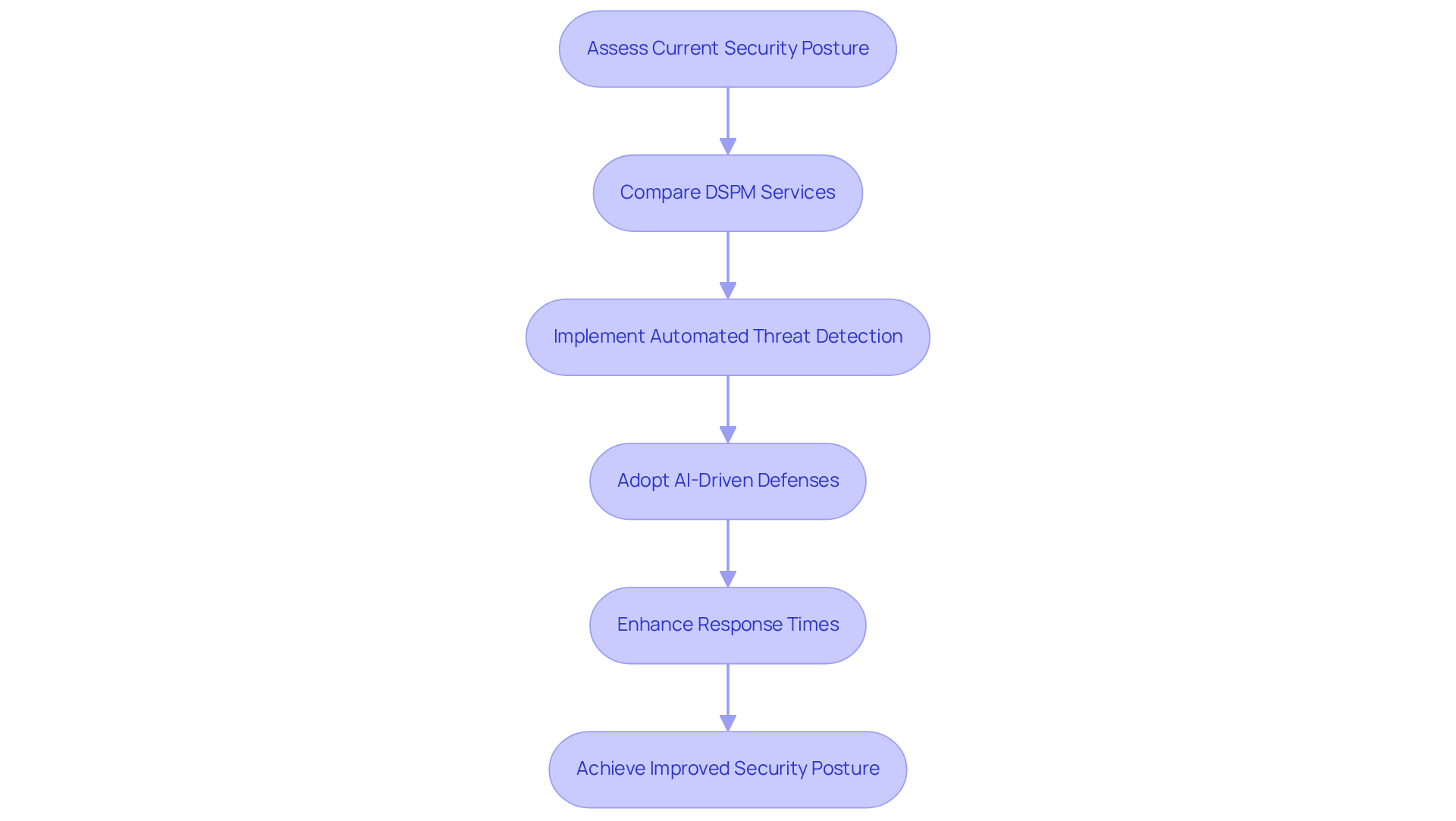 Follow the arrows to see how each step builds on the previous one, guiding organizations through the process of improving their data security measures.