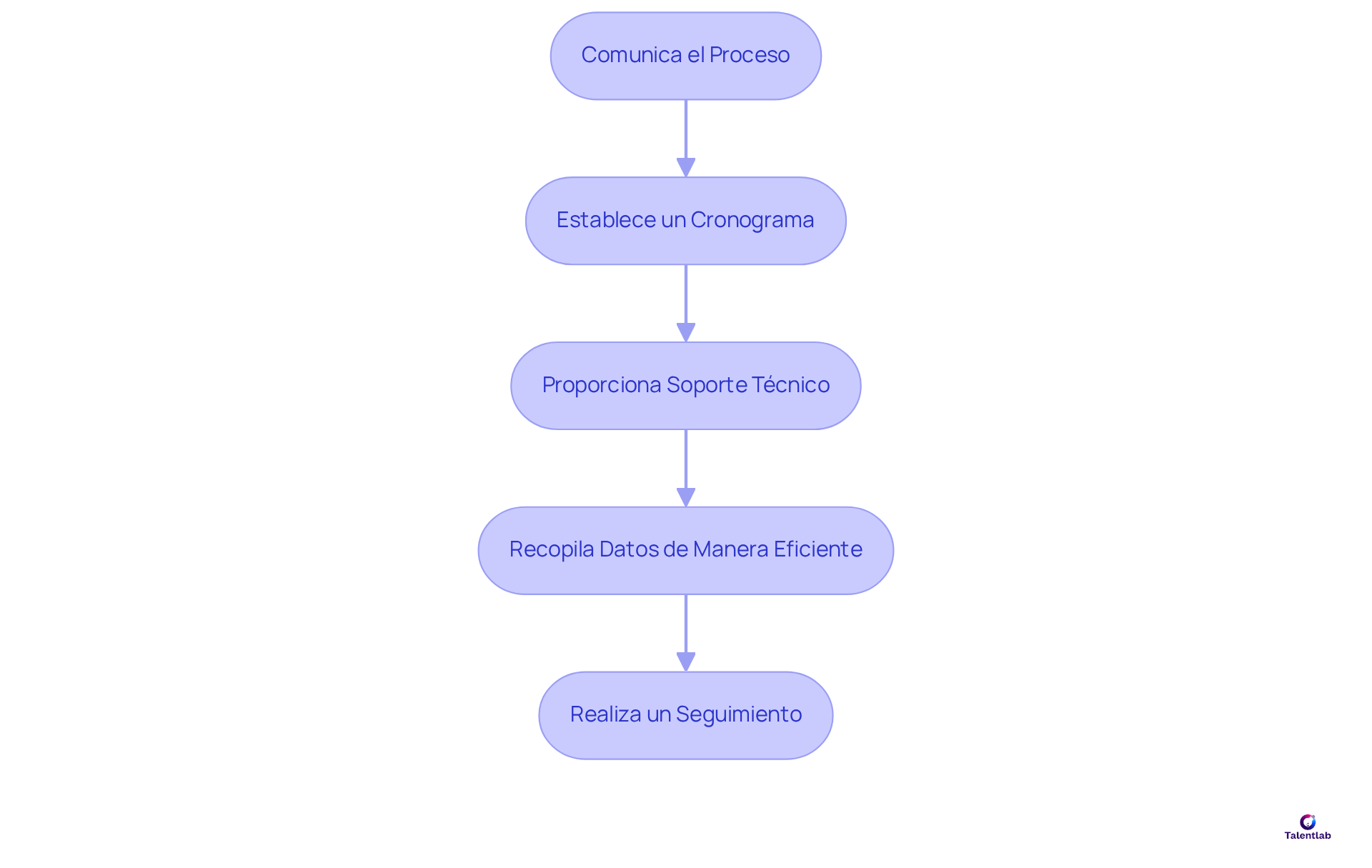 Cada cuadro representa un paso en el proceso de evaluación. Sigue las flechas para ver cómo cada etapa se conecta con la siguiente, asegurando que el proceso fluya de manera efectiva.