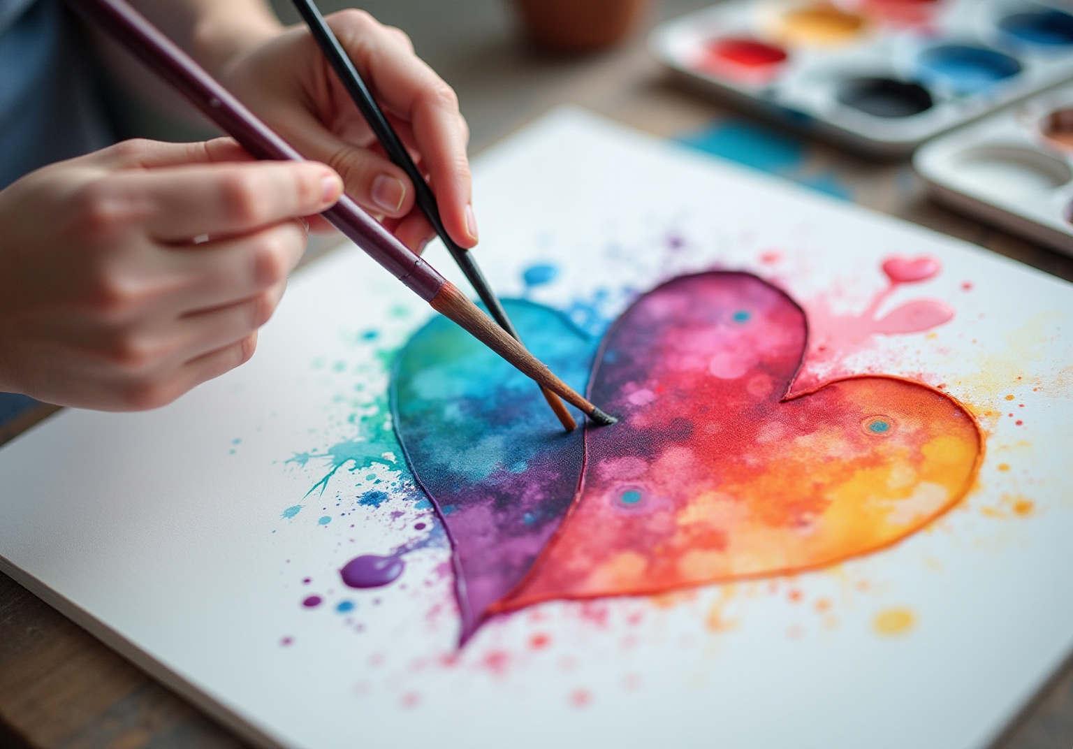Creating Abstract Watercolor Hearts