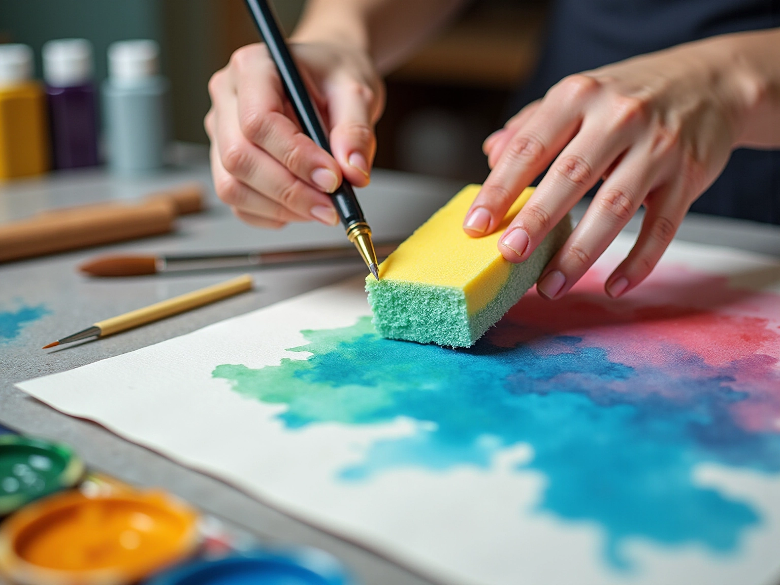 Sponging Technique in Watercolor Art