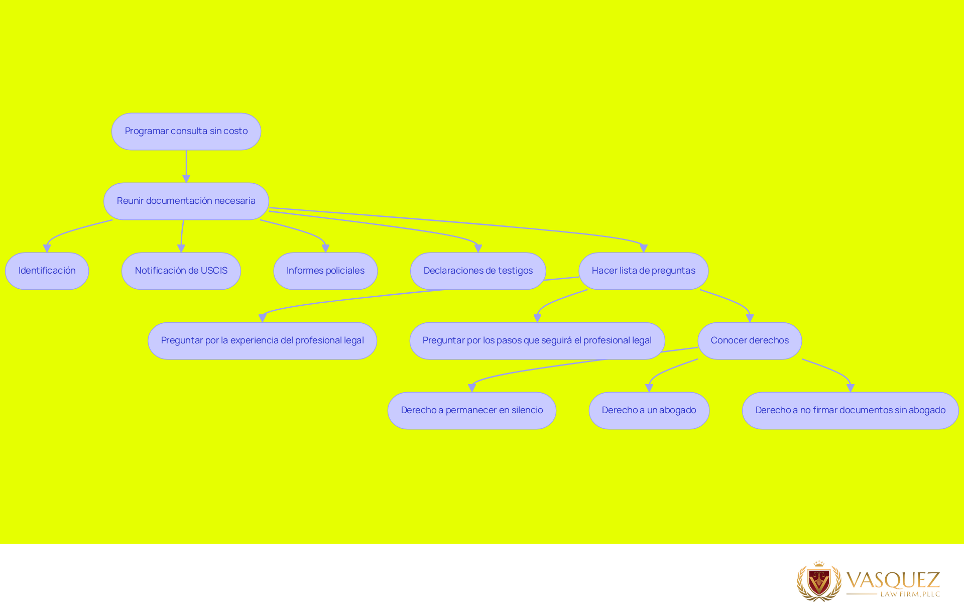 Cada paso en el diagrama muestra lo que debes hacer antes de tu consulta. Sigue las flechas para ver cómo avanzar desde programar la consulta hasta conocer tus derechos.