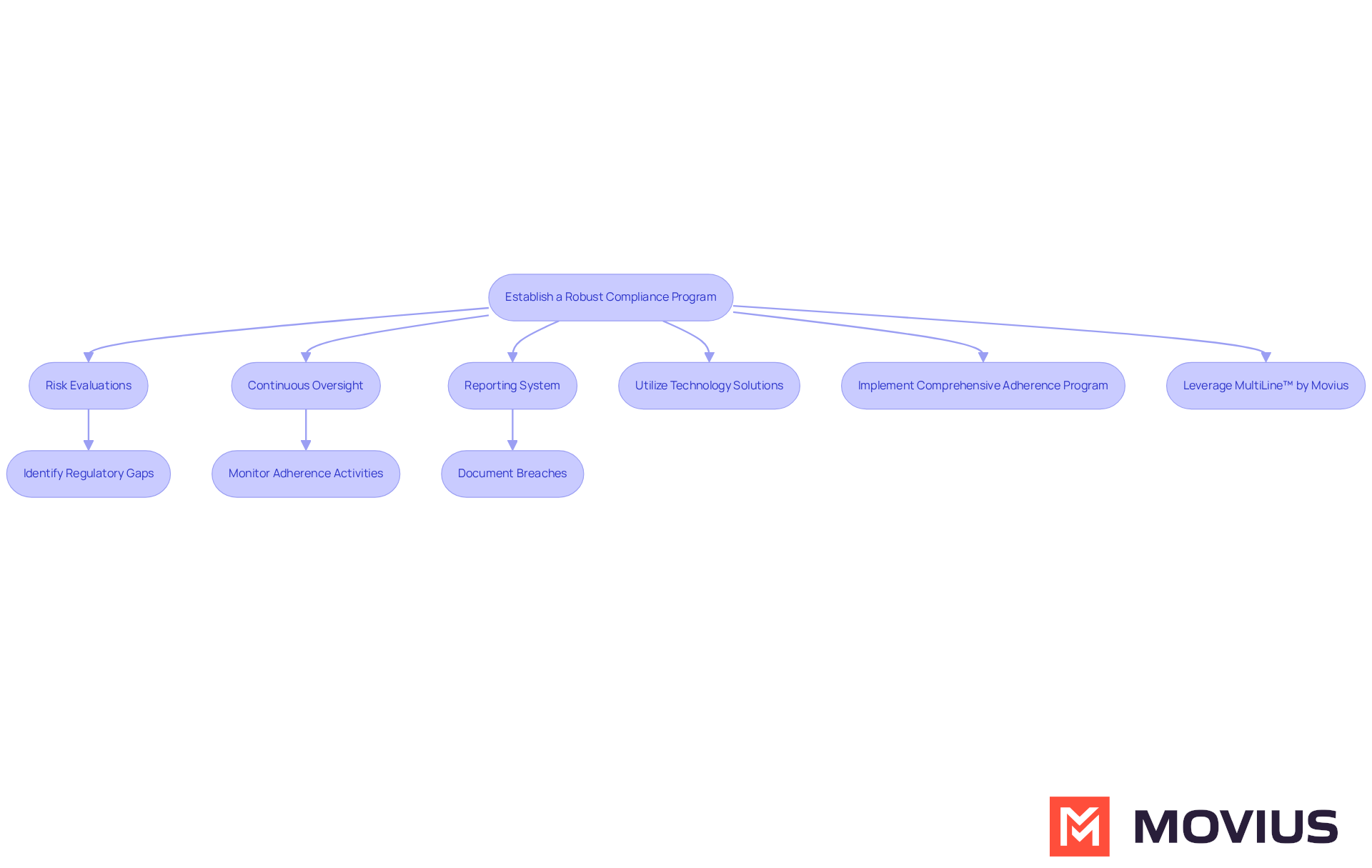 This flowchart outlines the steps to create a robust compliance program. Start at the top with the main goal, then follow the arrows to see the key elements and their specific actions. Each box represents a step in the process, helping you understand how to build an effective compliance strategy.