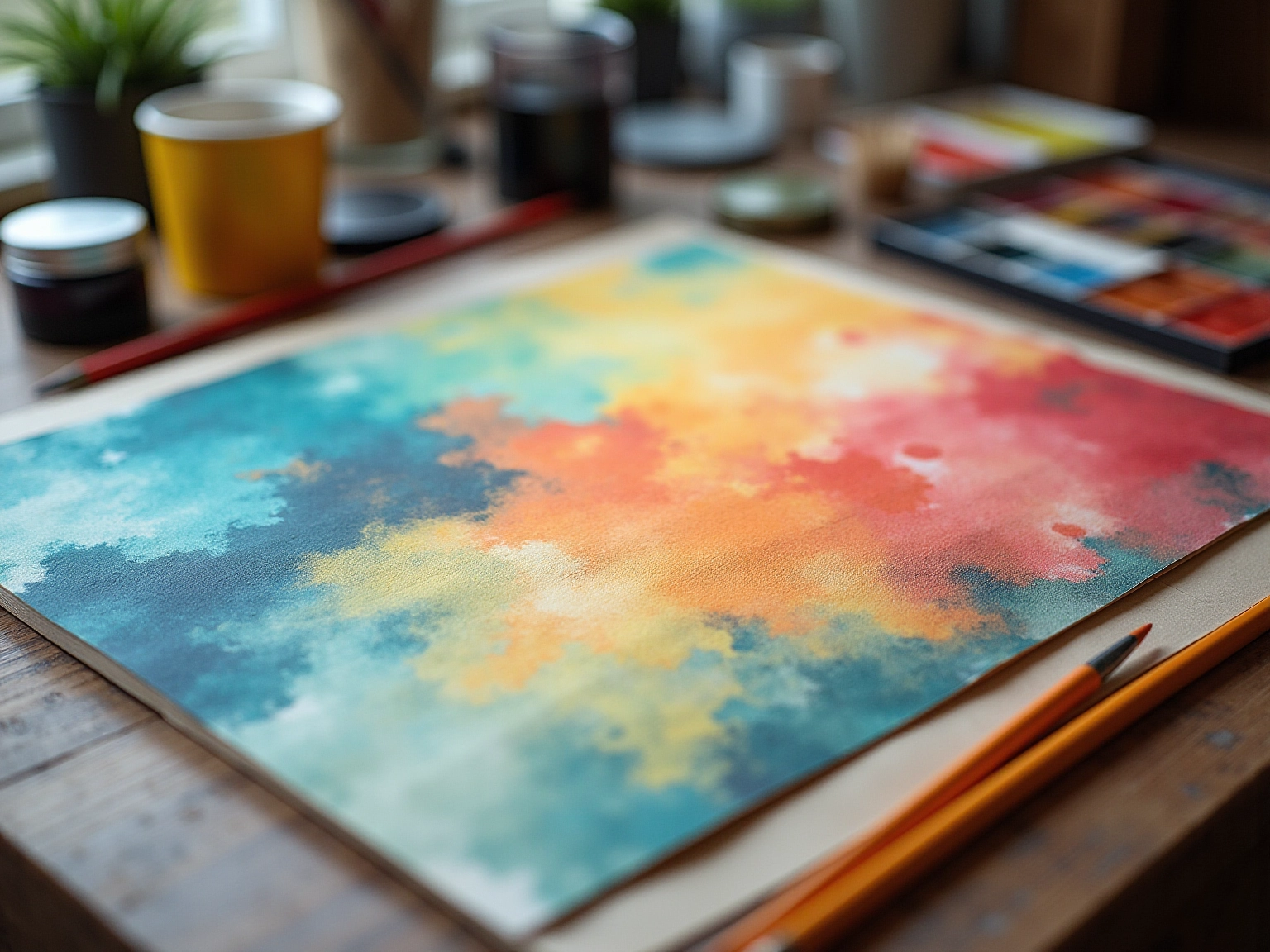 Strathmore 400 Series Watercolor Paper in an Artist's Workspace Strathmore 400 Series Watercolor Paper in an Artist's Workspace