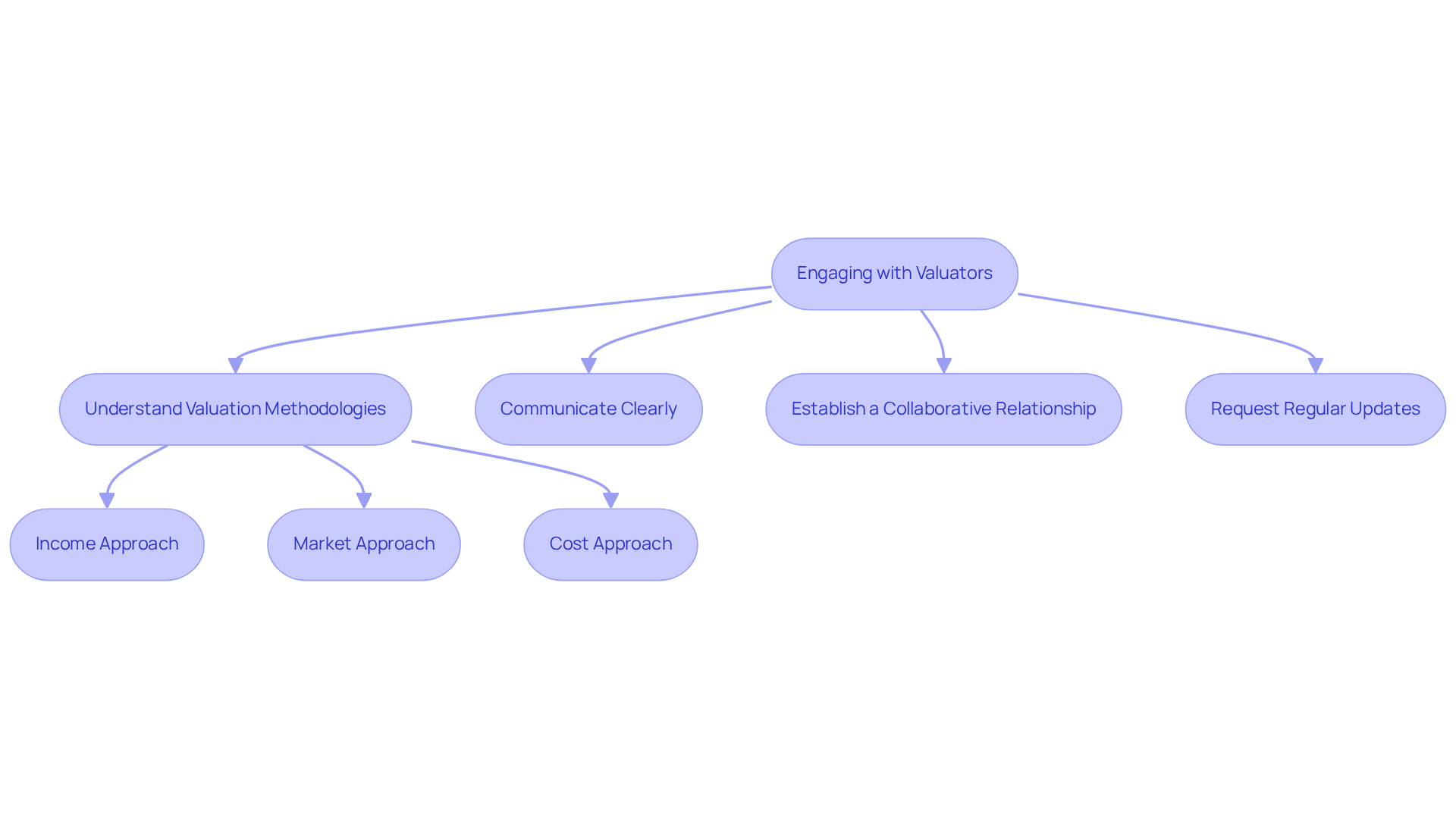 This flowchart outlines the steps for tech CEOs to effectively engage with valuators. Each box represents a key area of focus, and the arrows show the flow of actions to take for successful valuation interactions.